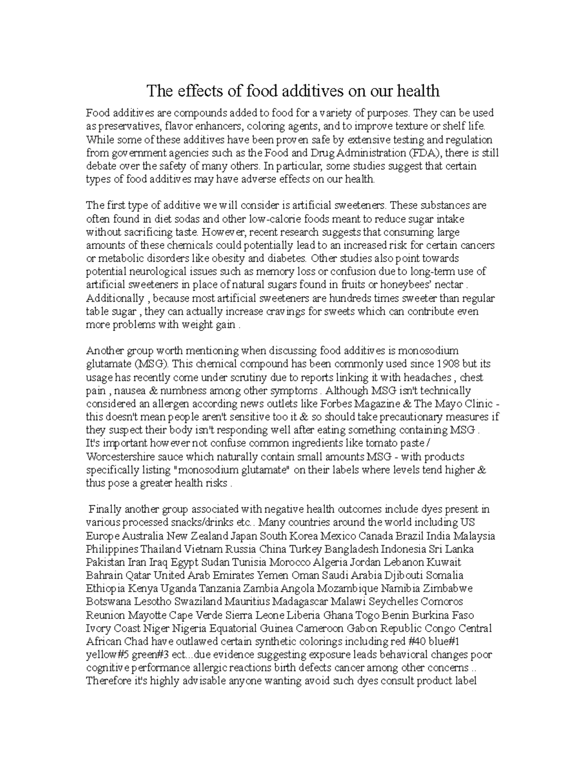 Fundamentals of nutrition - The effects of food additives on our health ...