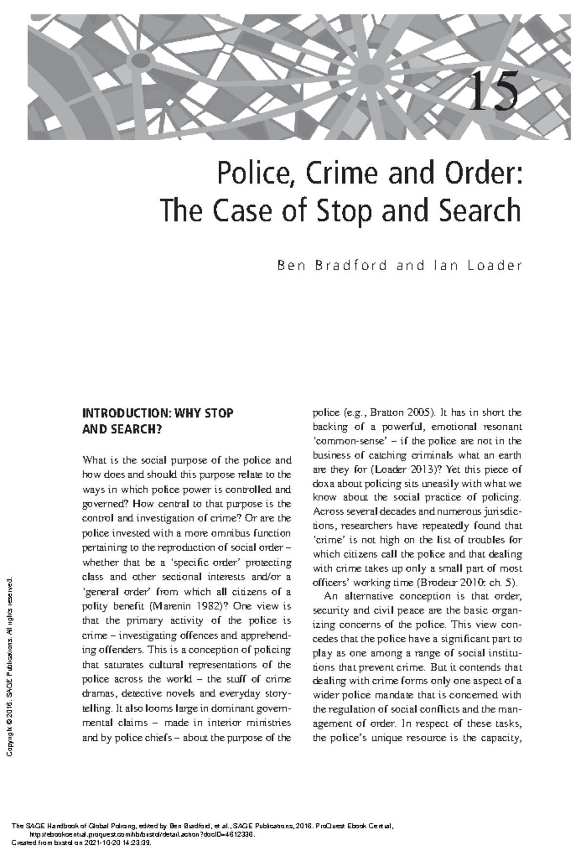 The SAGE Handbook of Global Policing - (Chapter 15 - Police Crime and ...