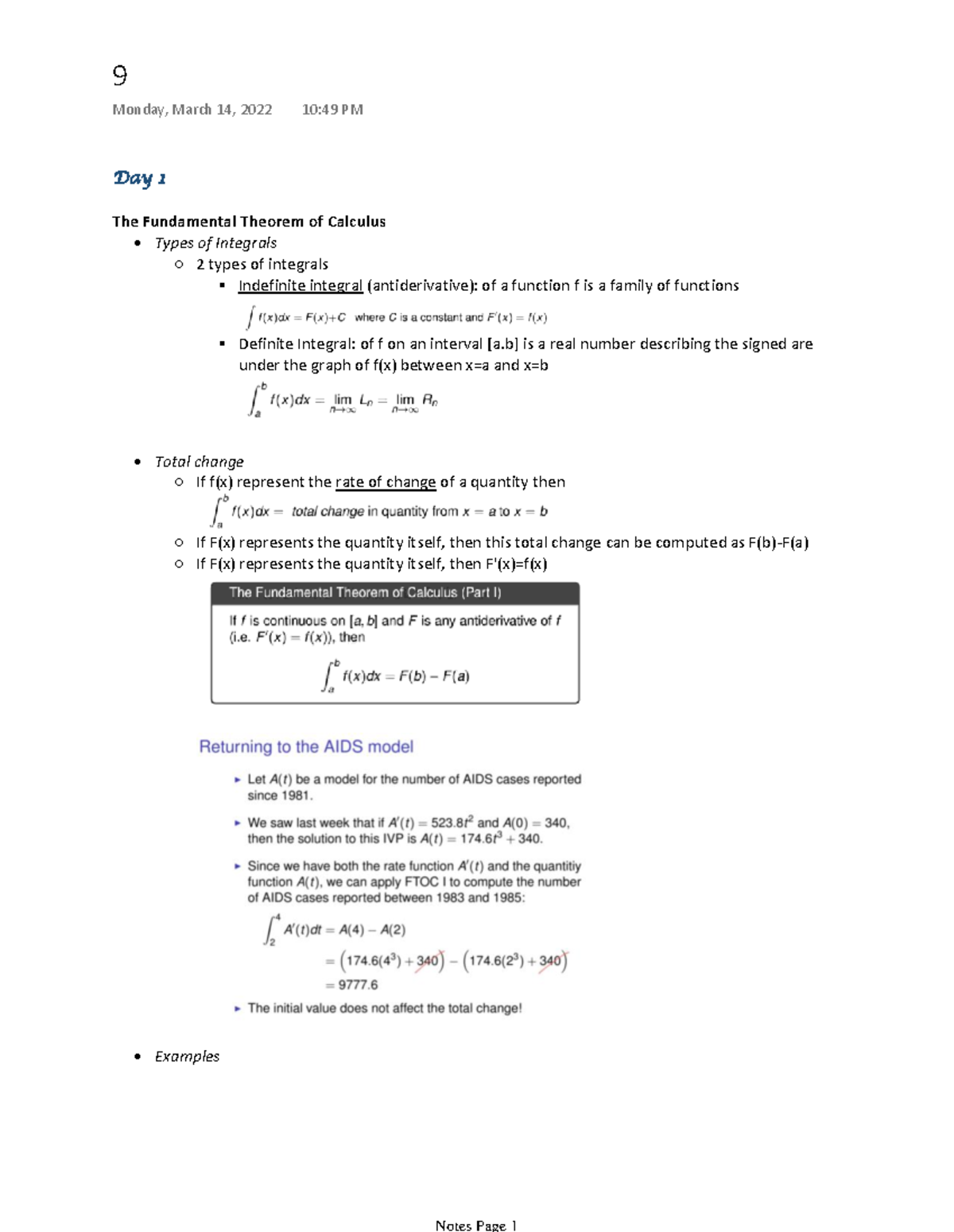 Week 9 Module Notes - 9 Monday, March 14, 2022 10:49 PM Day 1 The ...