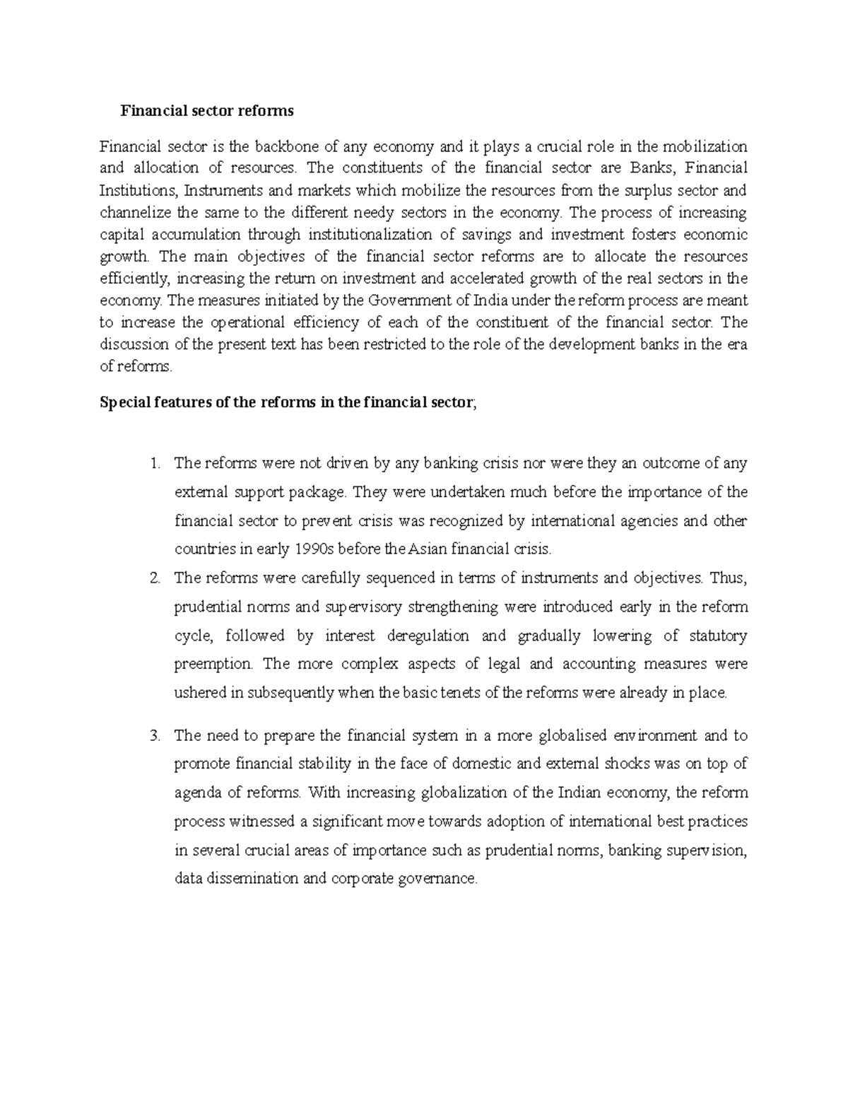 Financial sector reforms Ramya Anu - Financial sector reforms Financial ...