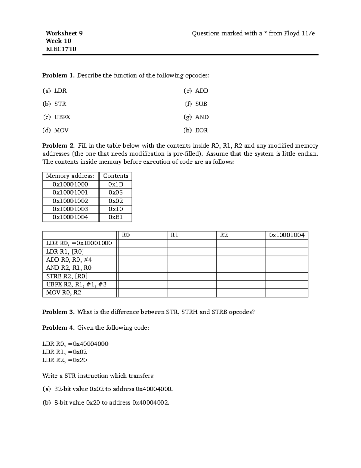 ELEC1710 Worksheet 9-1 - Worksheet 9 Questions marked with a * from Floyd 11/e Week 10 ELEC ...