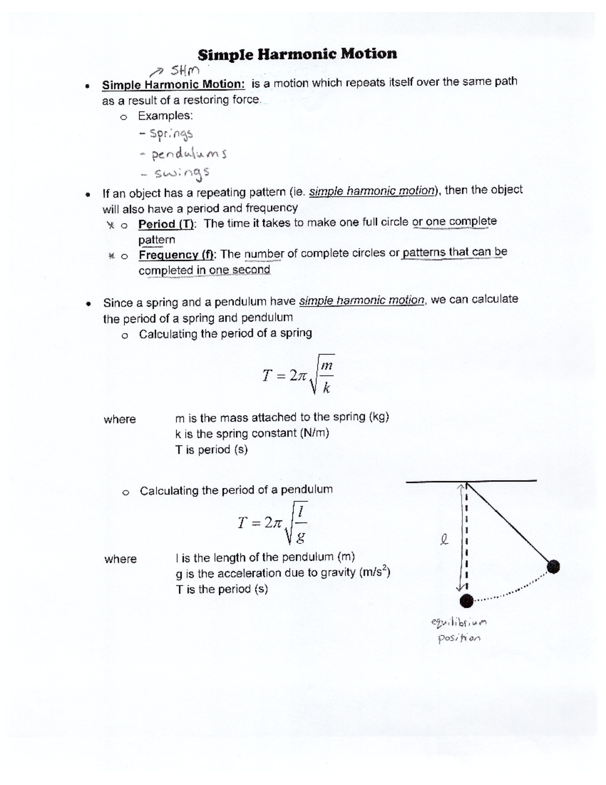 Simple Harmonic Motion - Civil Engineering - Studocu