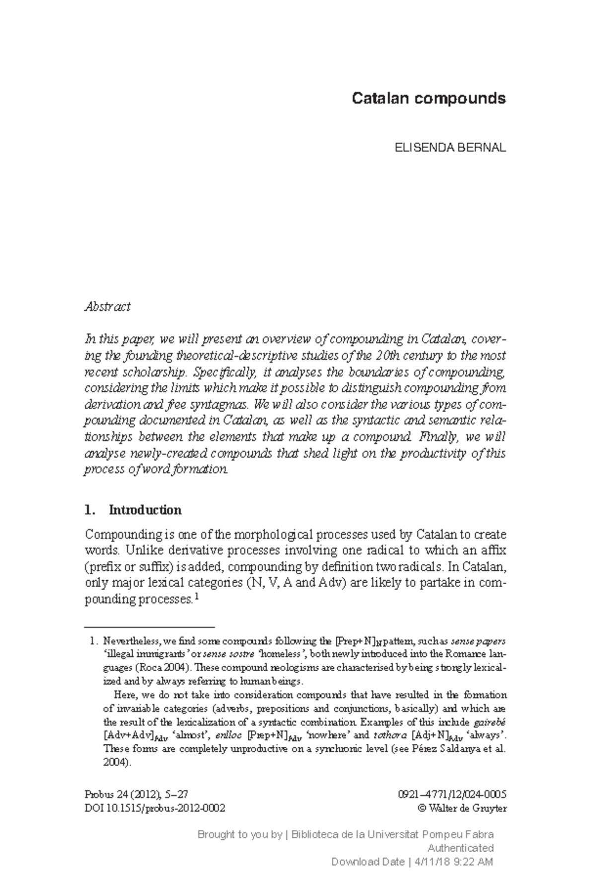 Catalan Compound - vbfvkndfkv - Probus 24 (2012), 5 – 27 0921– 4771/ 12 ...