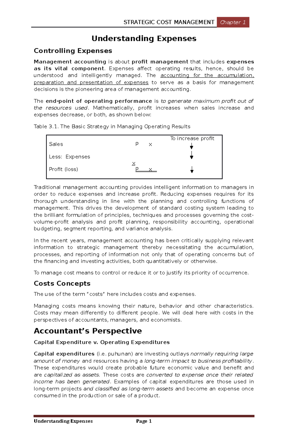 Understanding- Expenses - Understanding Expenses Controlling Expenses ...