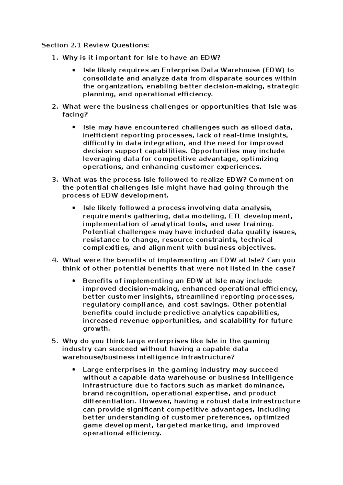 Tutorial 2 Answers - none - Section 2 Review Questions: 1. Why is it ...