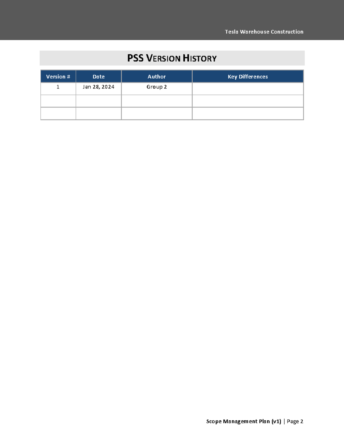 Project Scope Statement - PSS VERSION HISTORY Version # Date Author Key ...