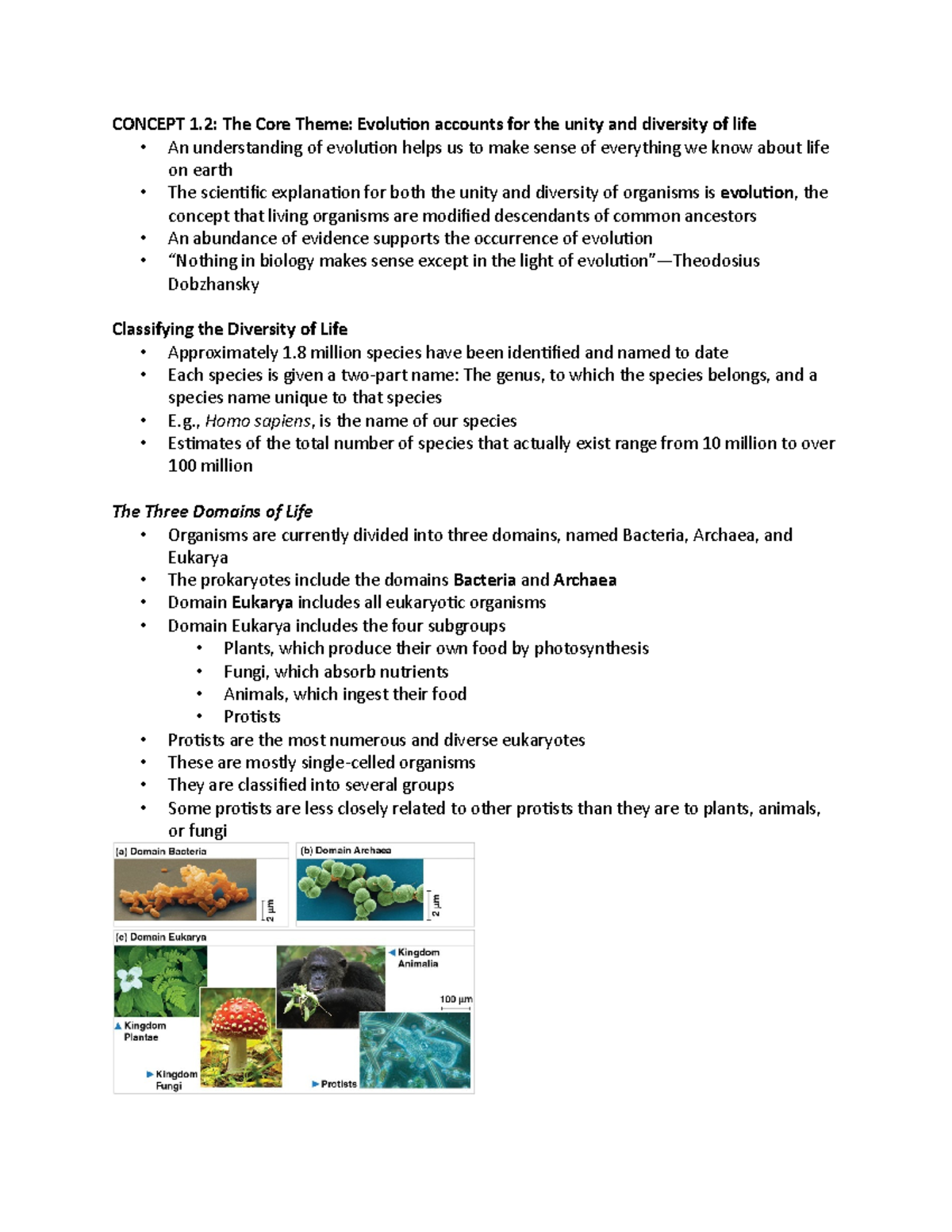 1 - Section 1.2 in the Biology textbook focuses on core themes like ...