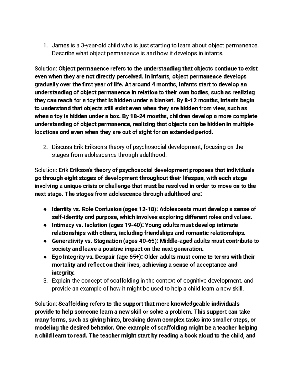 HDFS202 Problem Set 1 Long Answer Examples James Is A 3 year old