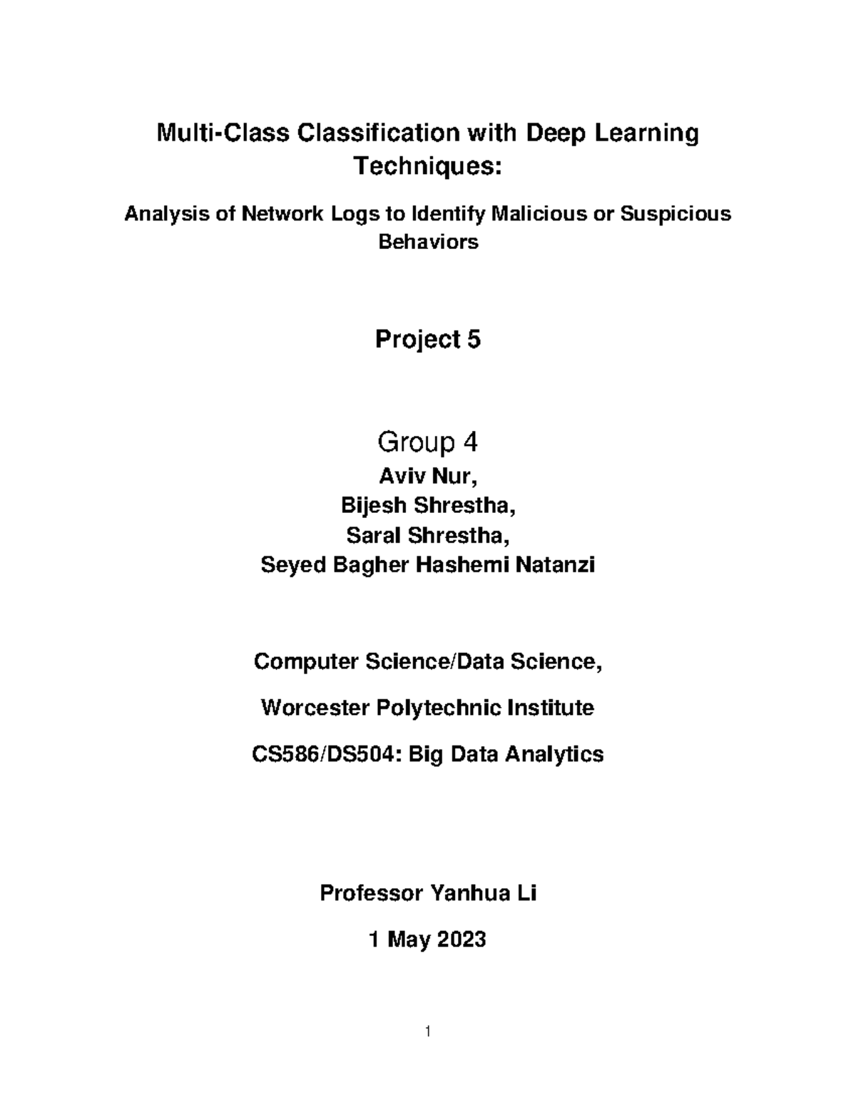 WPI - DS 504 - Final Report Multi-Class Classification with Deep ...