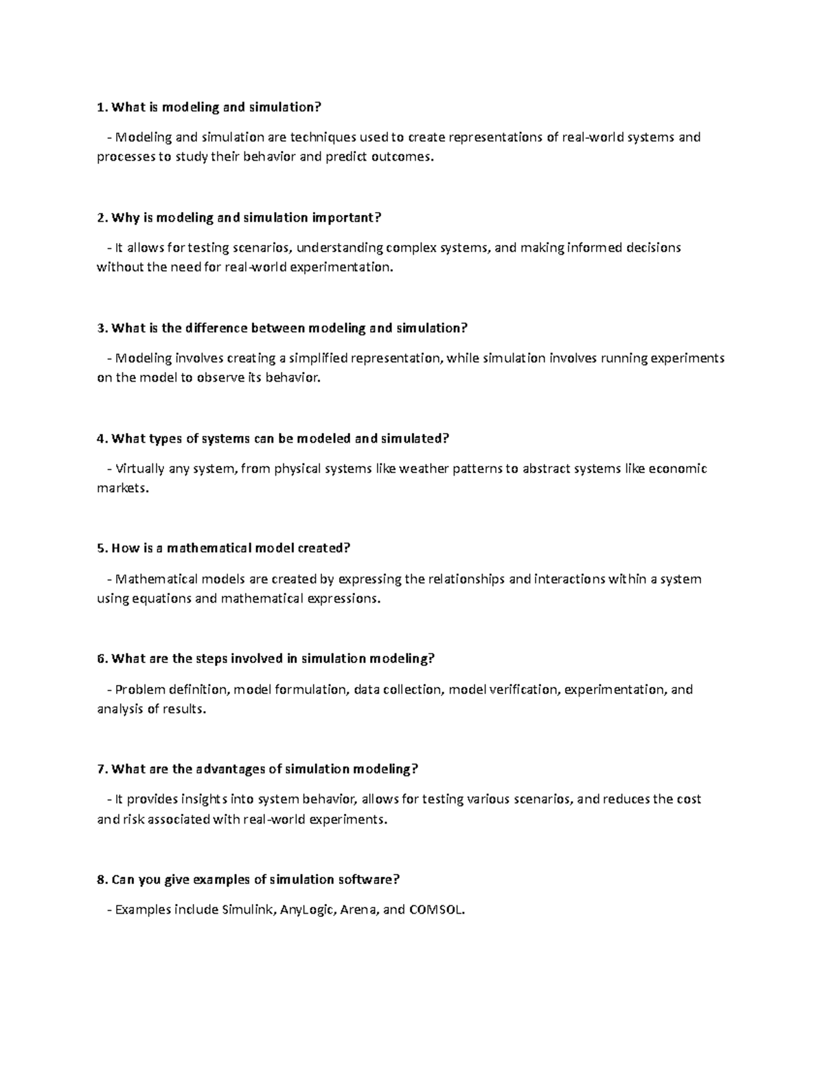 M & S QA - This is helpful - What is modeling and simulation? Modeling ...