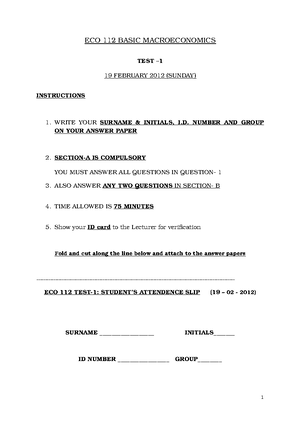 ECO 111 Lecture 1 Notes - ECO 111: BASIC MICROECONOMICS LECTURE 1 NOTES ...