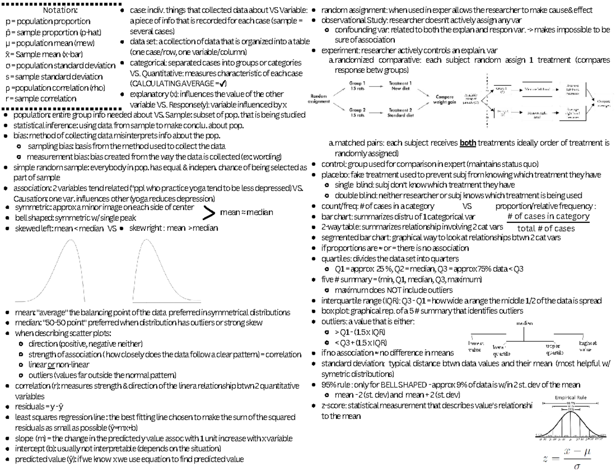 Test 1 Cheat Sheet - case: indiv. things that collected data about VS ...