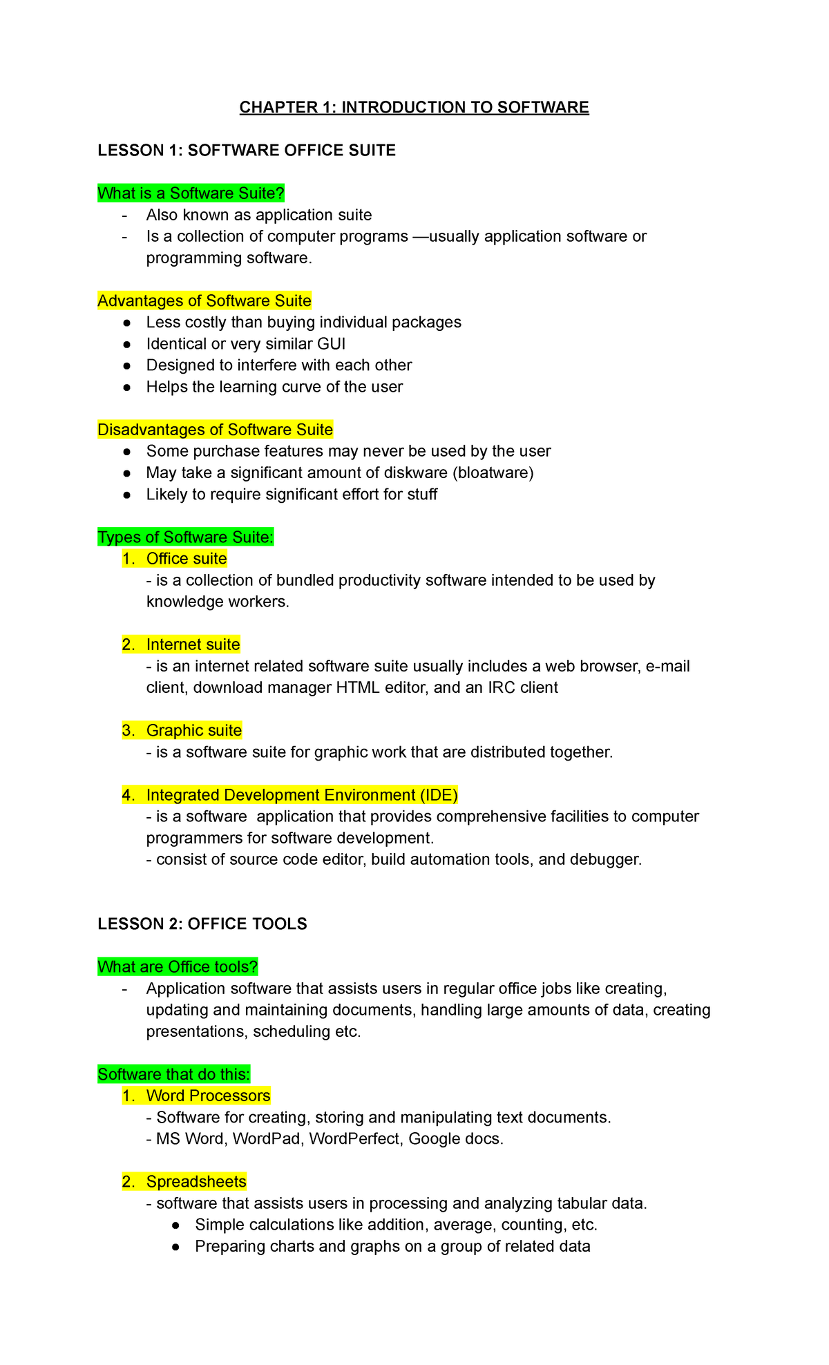 Reviewer IN Sofapp 1-4 - CHAPTER 1: INTRODUCTION TO SOFTWARE LESSON 1 ...