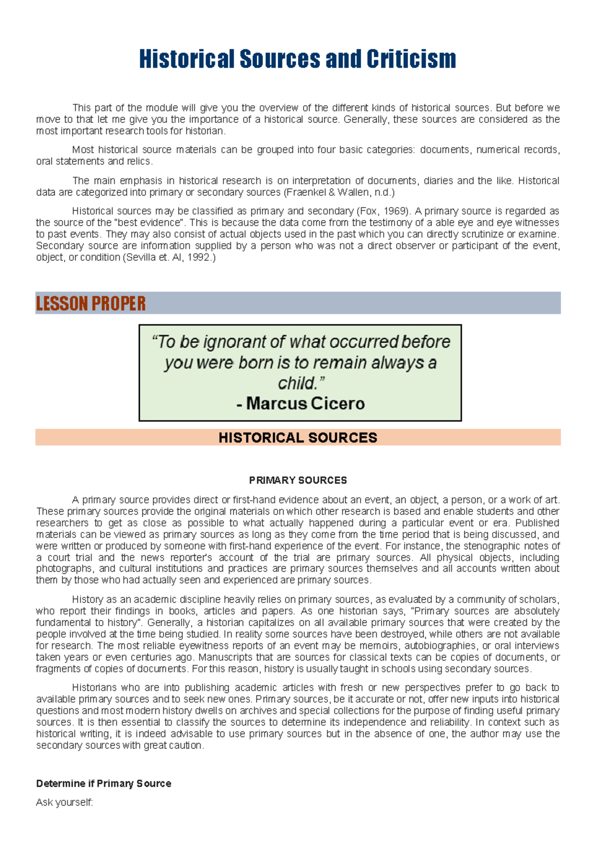 WEEK 2 Historical Sources AND Criticism - Historical Sources and ...