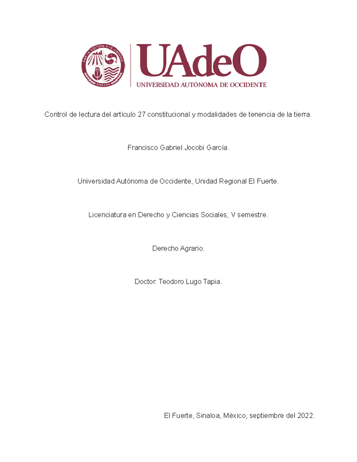 Control de lectura del artículo 27 constitucional-(Act - Francisco ...