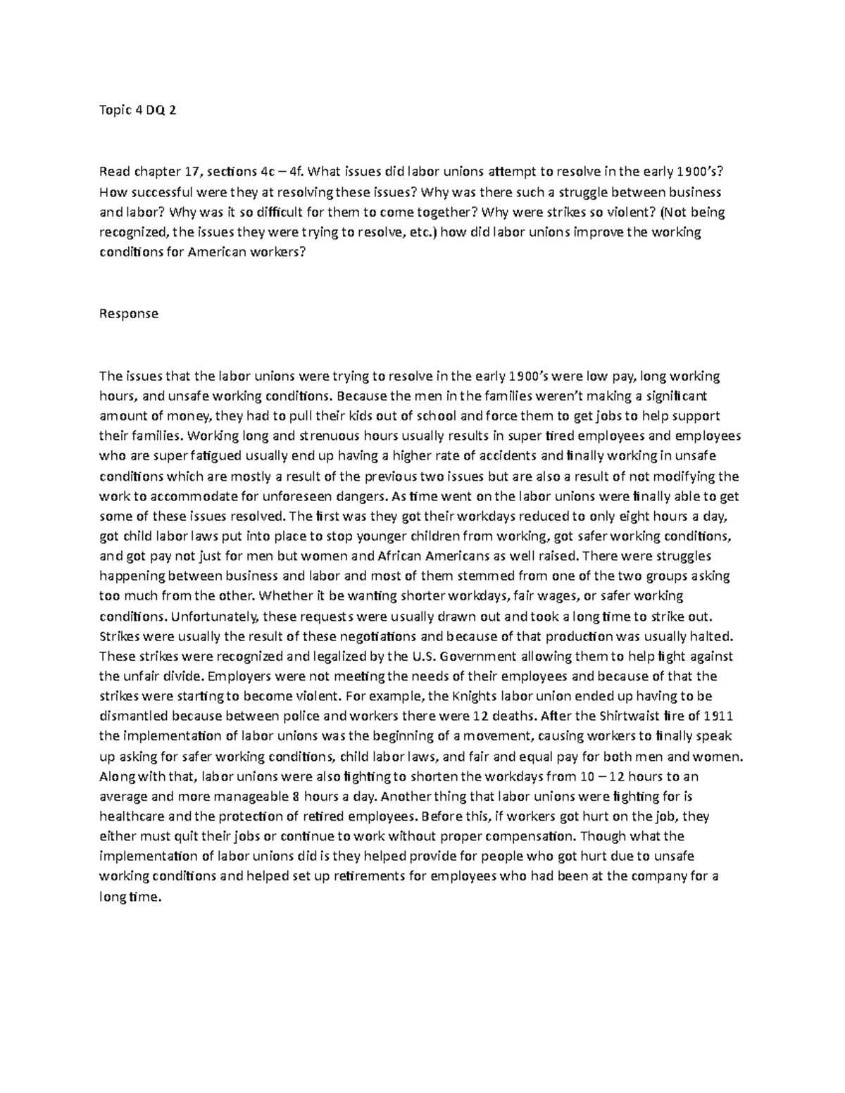 Topic 4 DQ 2 - Topic 4 DQ 2 Read chapter 17, sections 4c – 4f. What ...