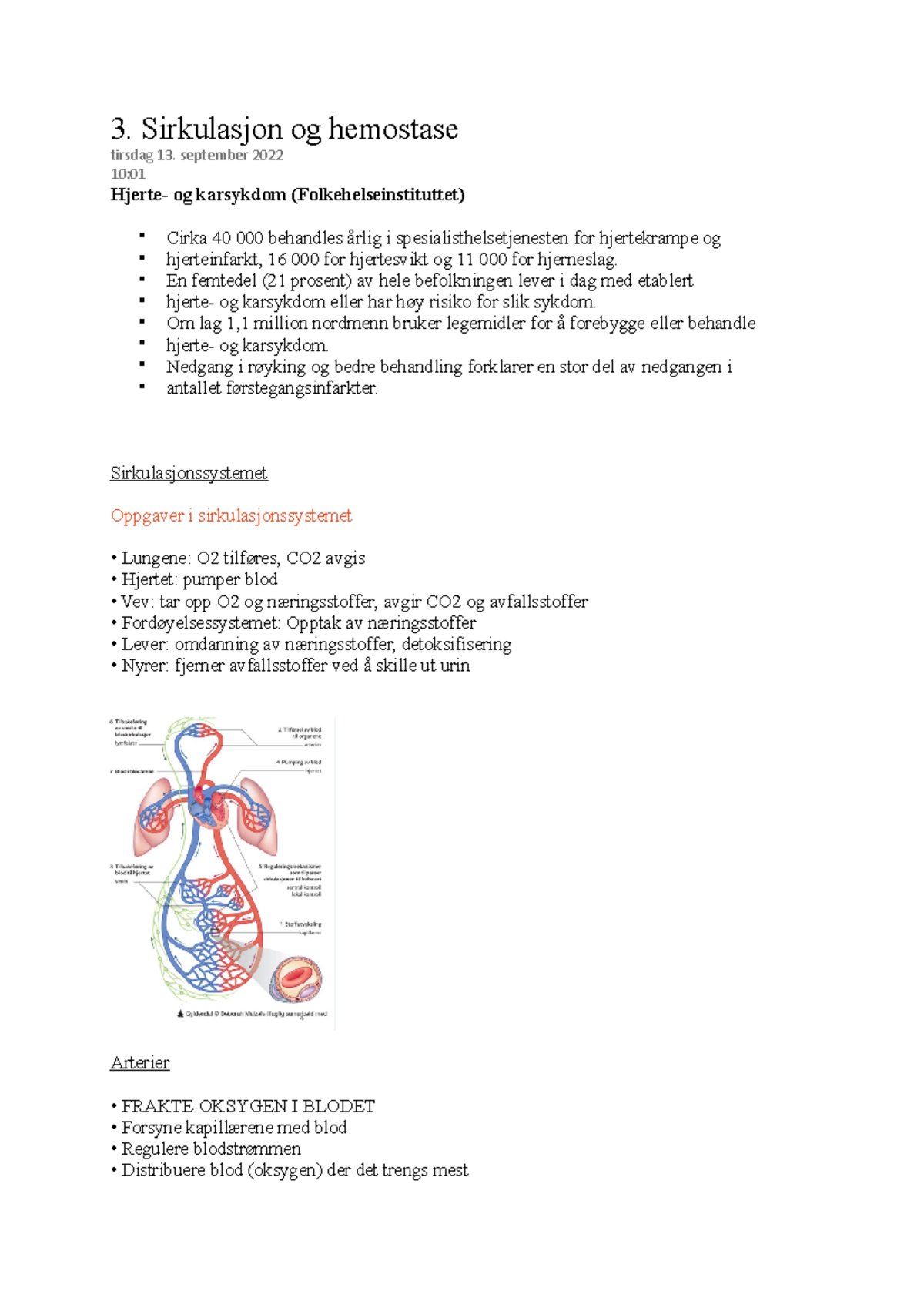 HMED1101 Helsefaglig grunnkunnskap og nomenklatur 2022 - 3. Sirkulasjon og hemostase tirsdag 13 ...