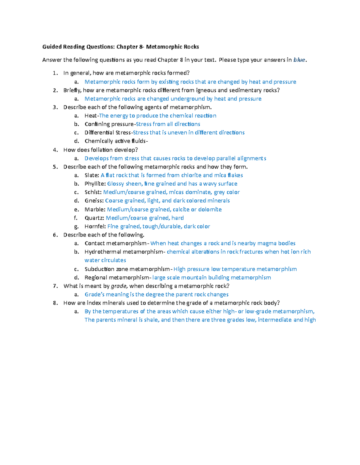 Ch. 8 Guided Reading Questions - Guided Reading Questions: Chapter 8 ...