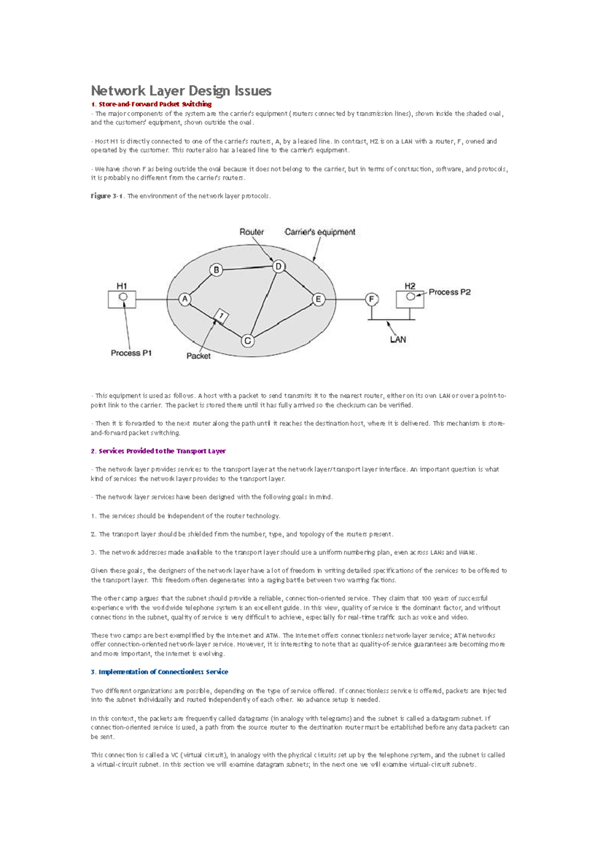 Design Issues Network Layer Network Layer Design Issues Store And
