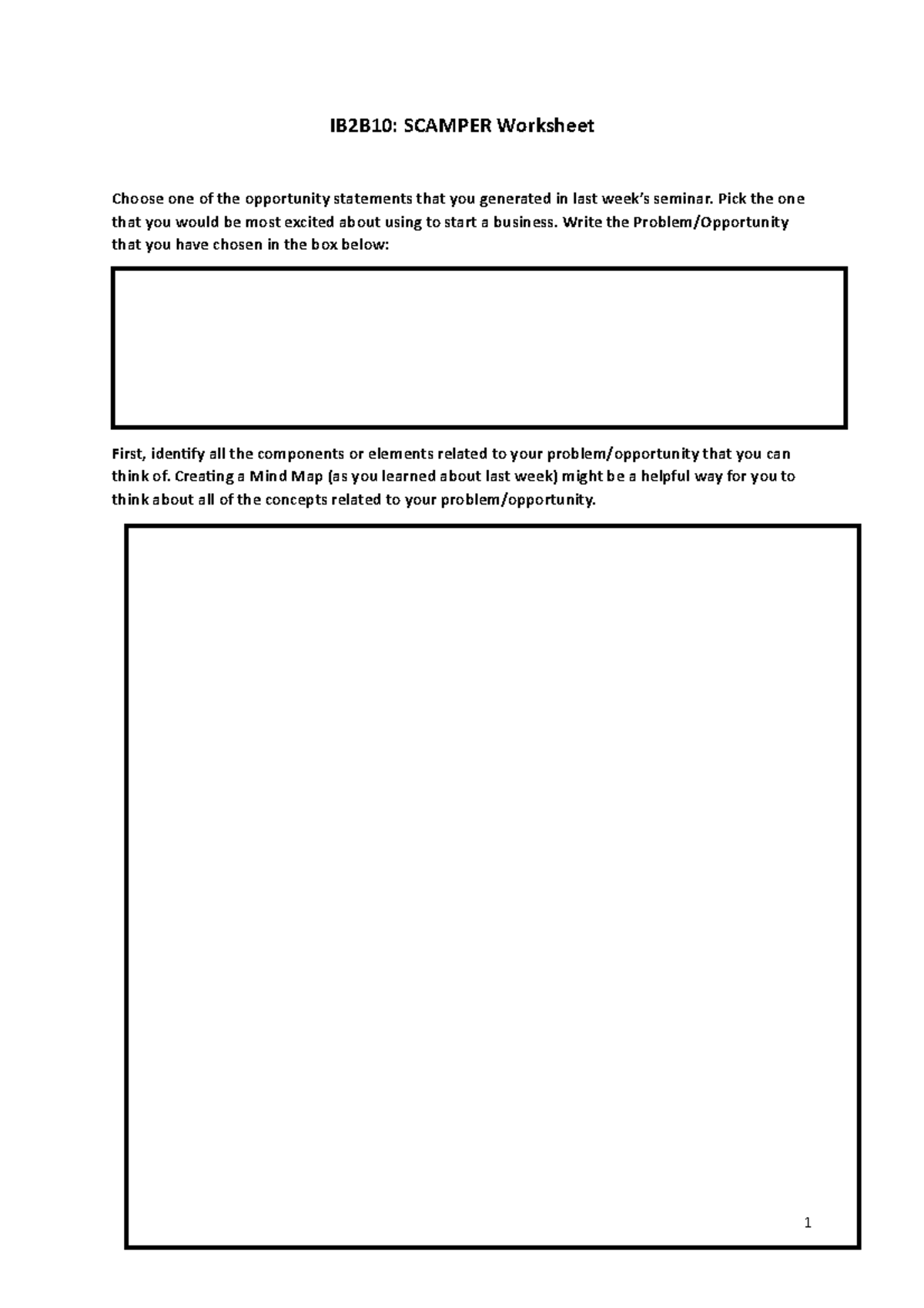 IB2B10 Week 3 Scamper worksheet - IB2B10: SCAMPER Worksheet Choose one ...