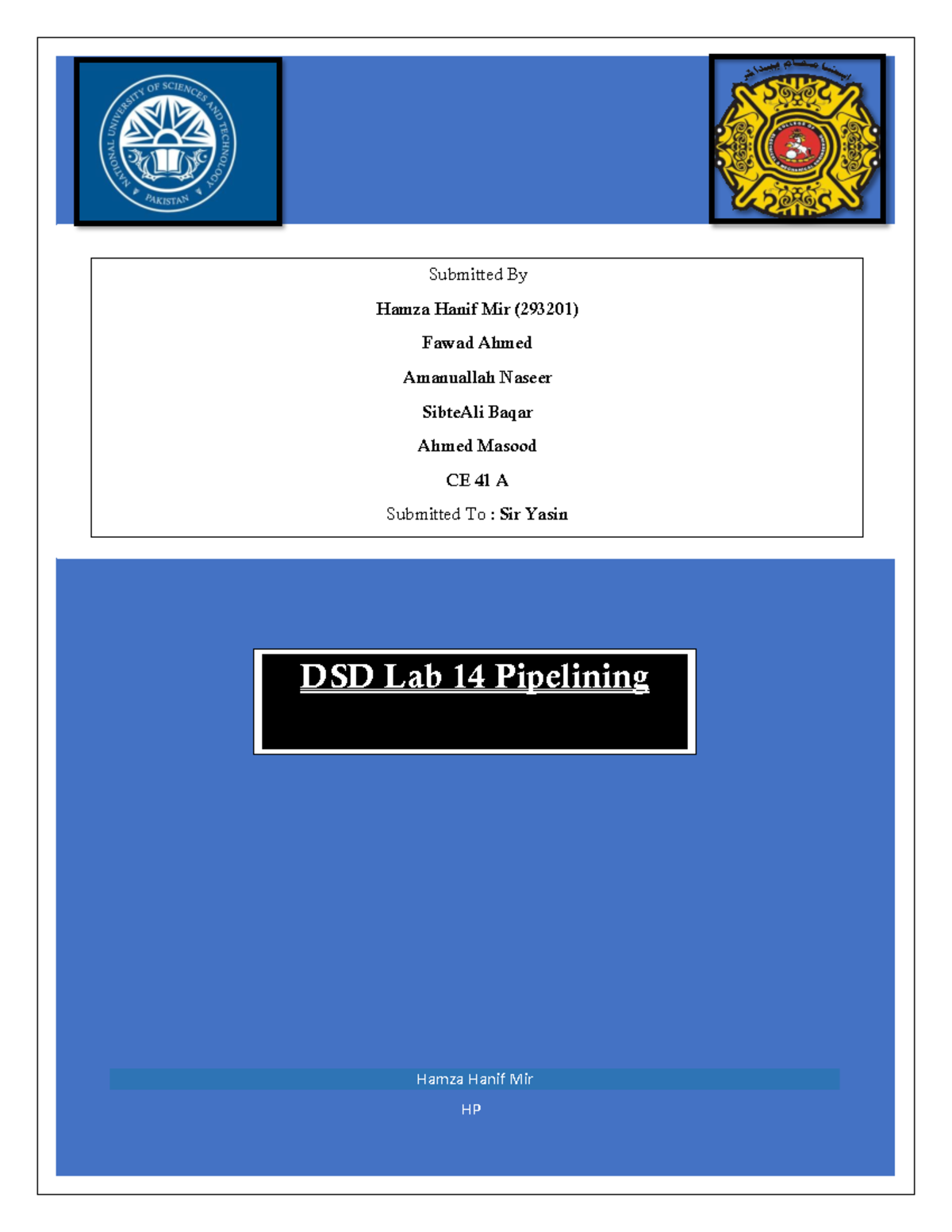 DSDLab 14 - Hamza Hanif Mir HP Submitted By Hamza Hanif Mir (293201 ...