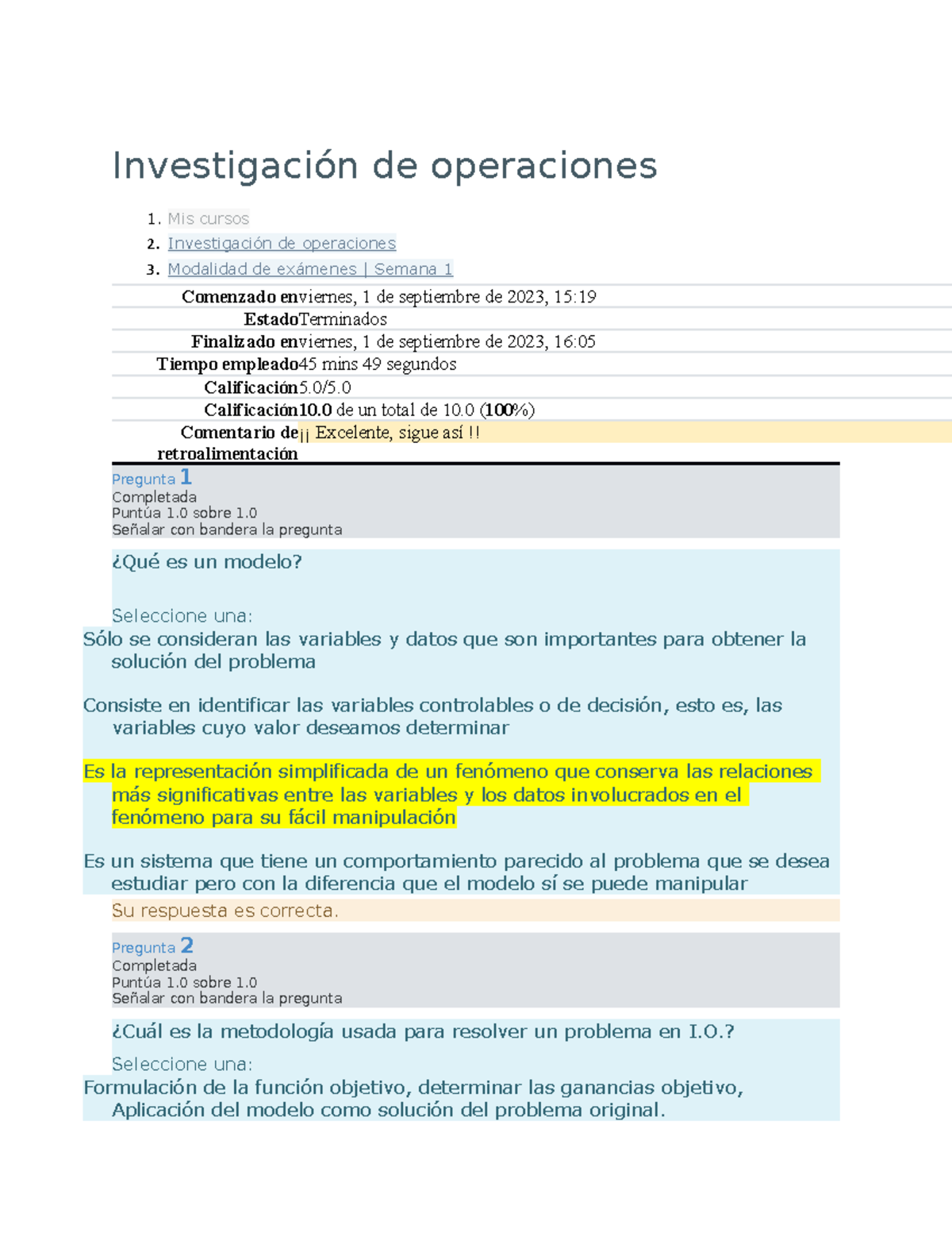 Investigación de operaciones Modalidad de examenes Semana 1 - Investigación de operaciones Mis ...