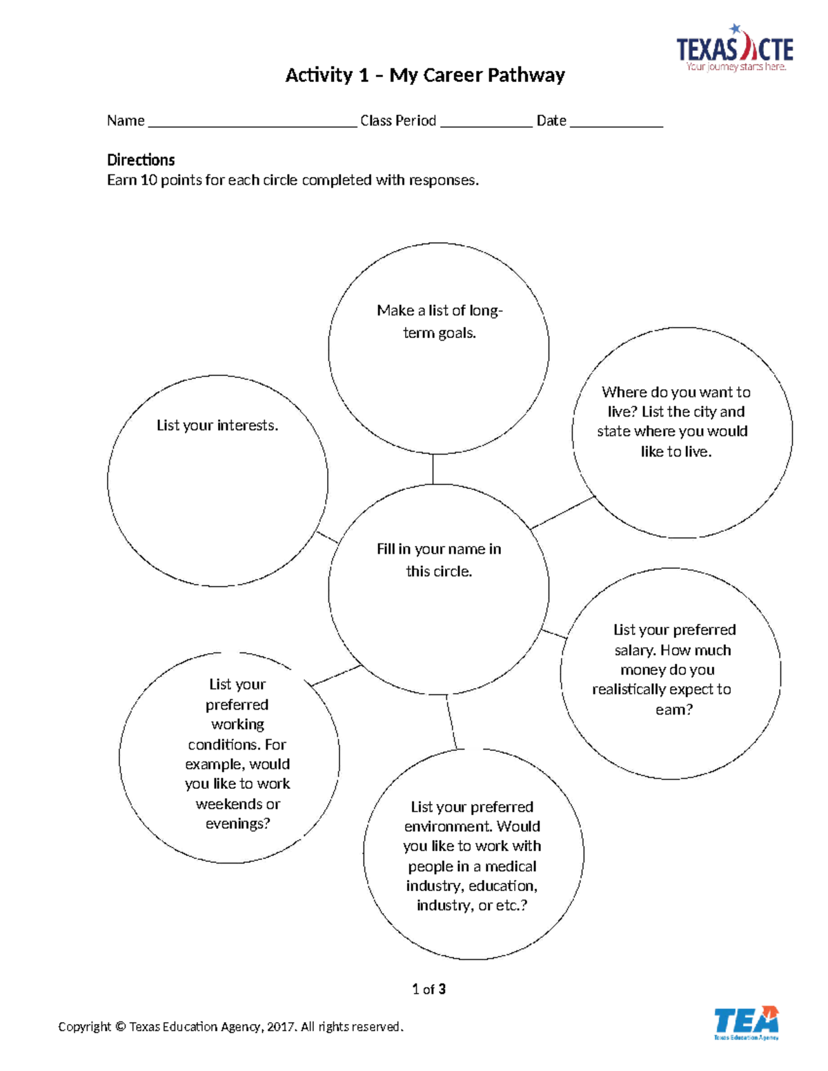 Activity 1 - My Career Pathway 1 - Activity 1 – My Career Pathway Name ...