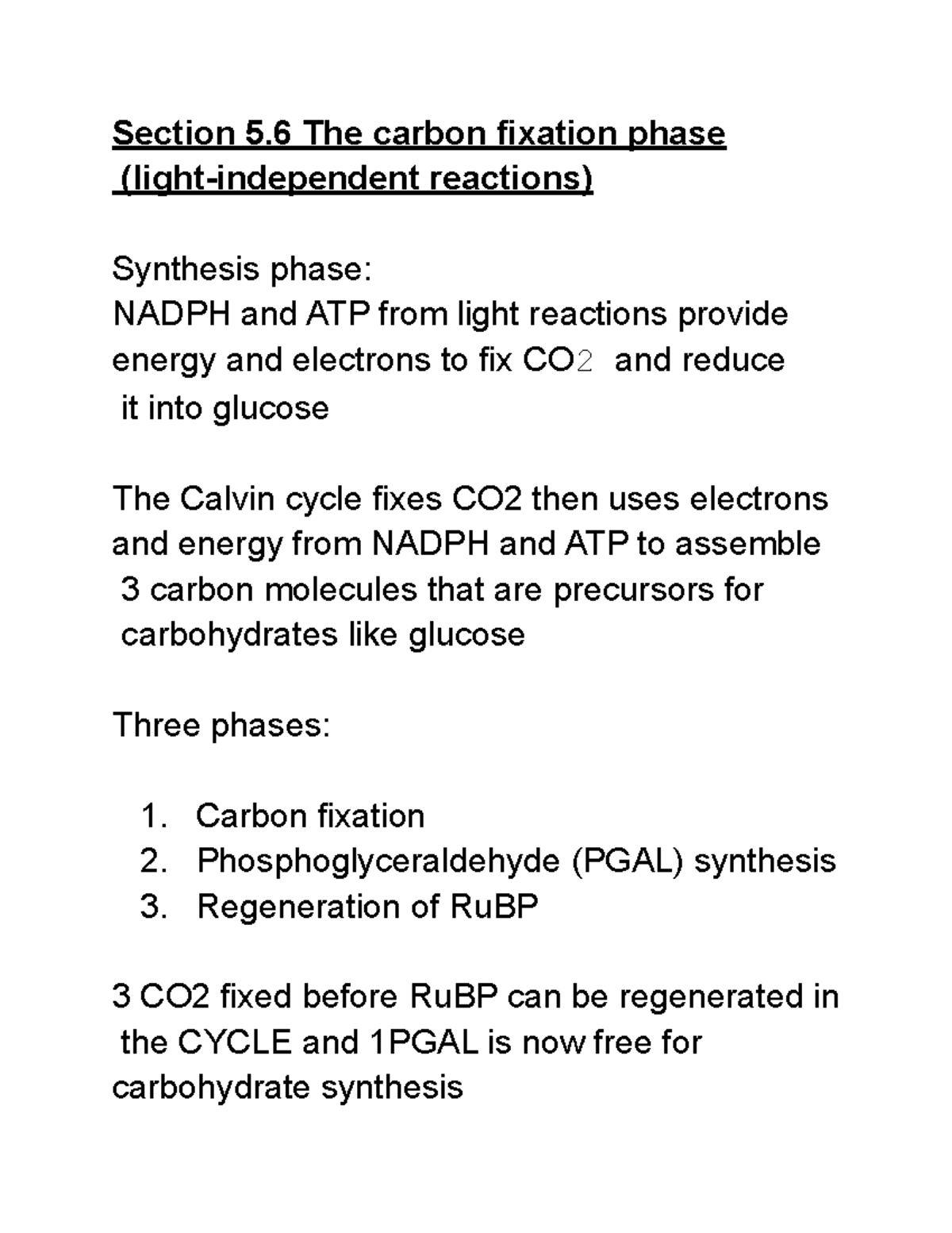 Chapter 5 Section 6 - The carbon fixation phase (light-independent ...