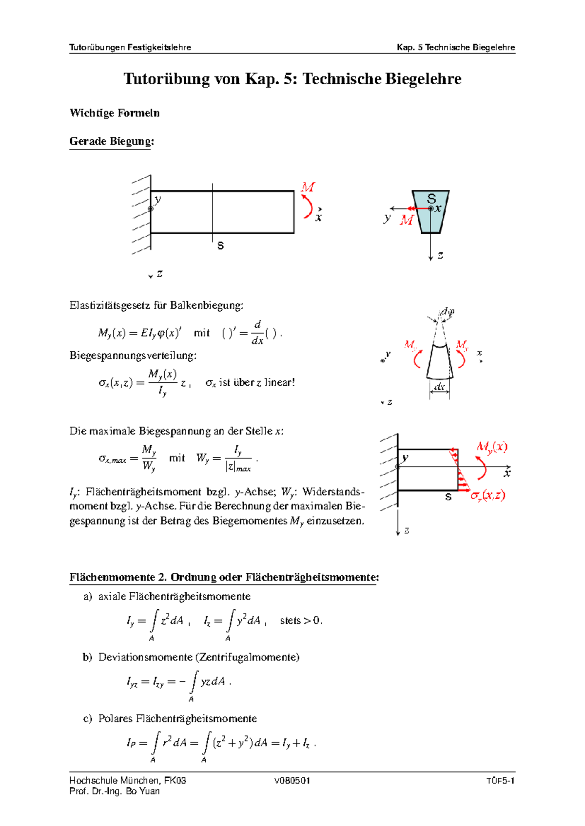 Tutorübung 5 - technische mechanik 2 übungen+lösungen - Tutorübung von Kap. 5: Technische ...