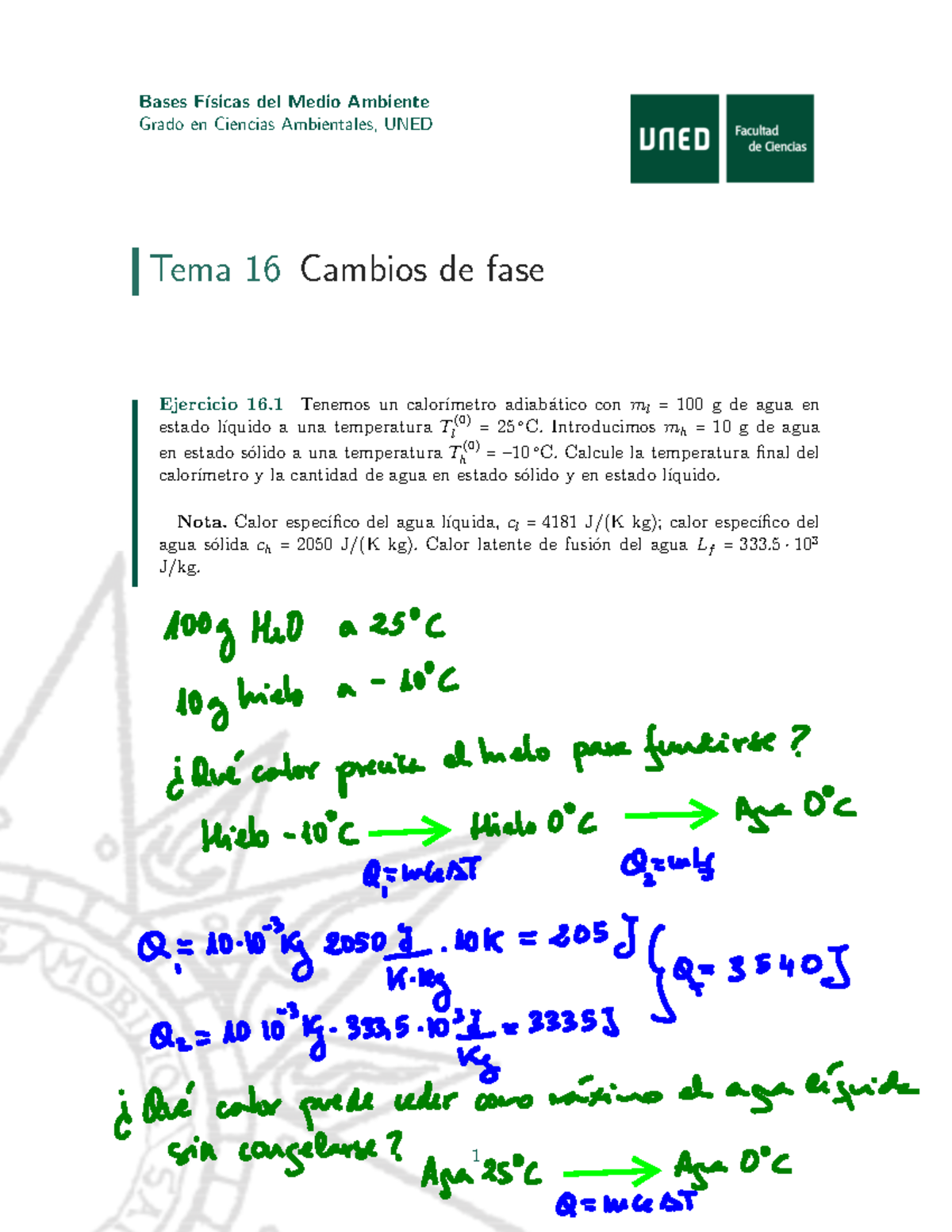BFMA-Ejemplo 9 Calorimetria T 11-22-23 - Copy - Tema 16 Cambios de fase ...