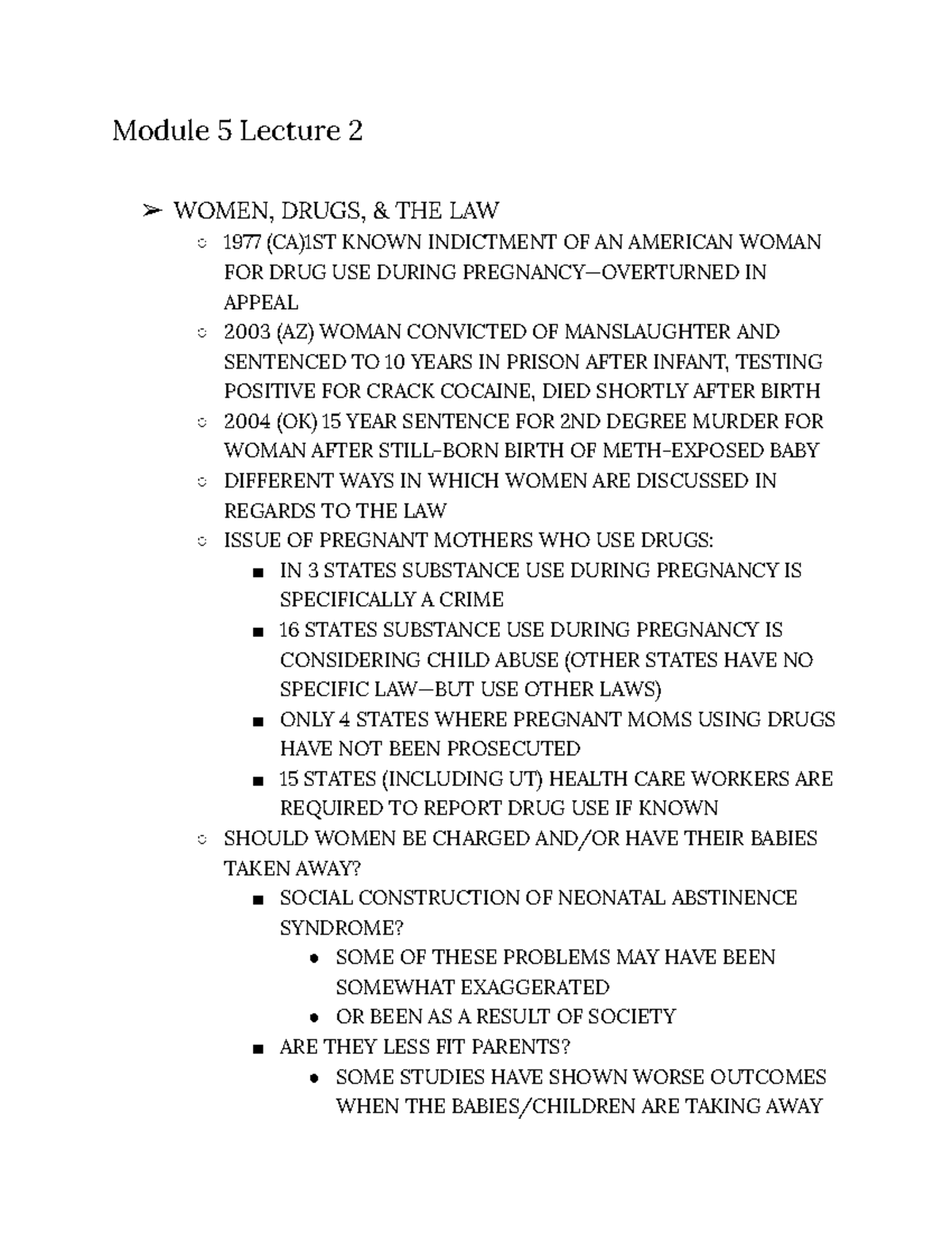 SOC GNDR 3565 Module 5 Lecture 2 Notes - Module 5 Lecture 2 WOMEN ...