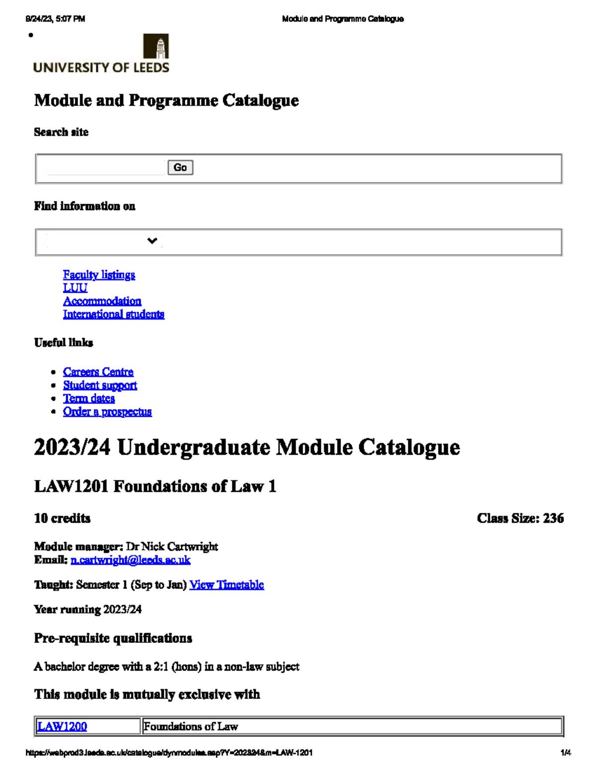 Outline-Law 1201 Foundations of Law - LAW1200 - Studocu
