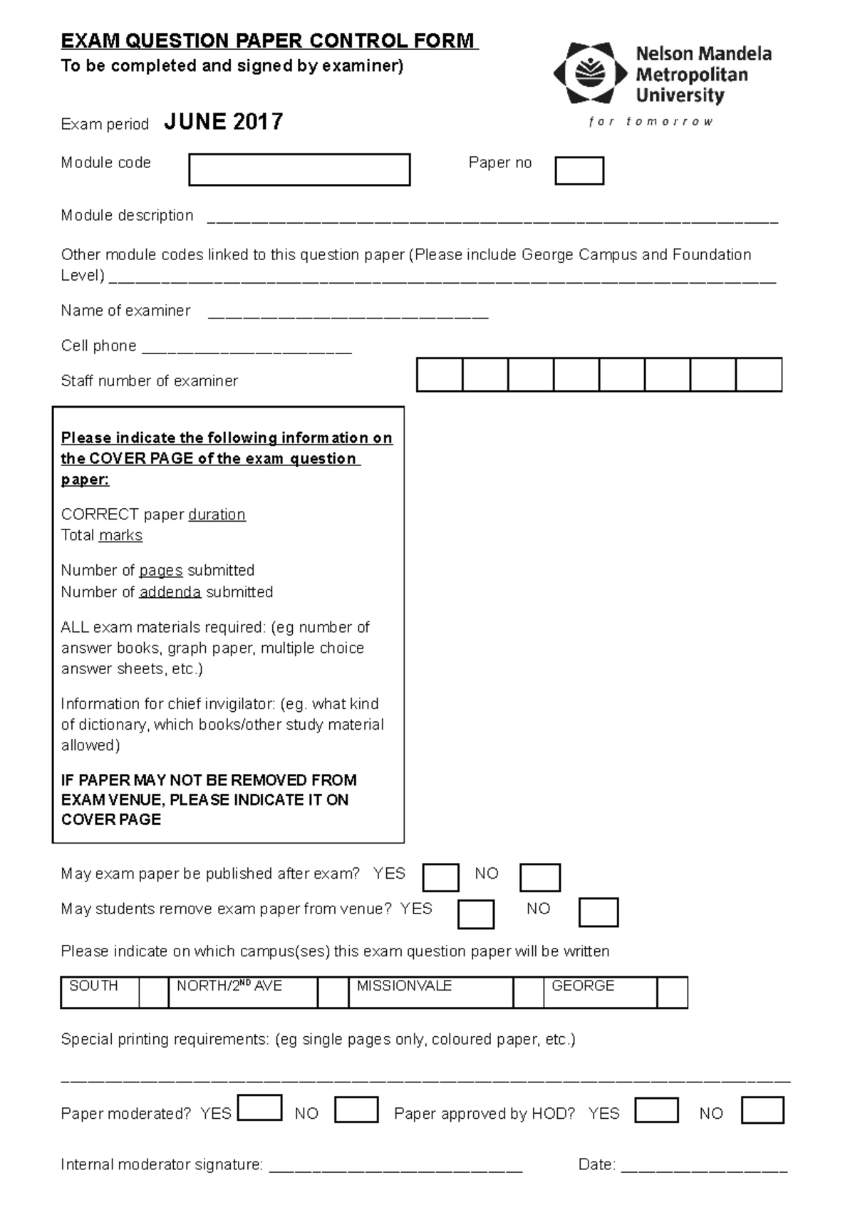 Exam 6 June 2017, questions - EXAM QUESTION PAPER CONTROL FORM To be ...