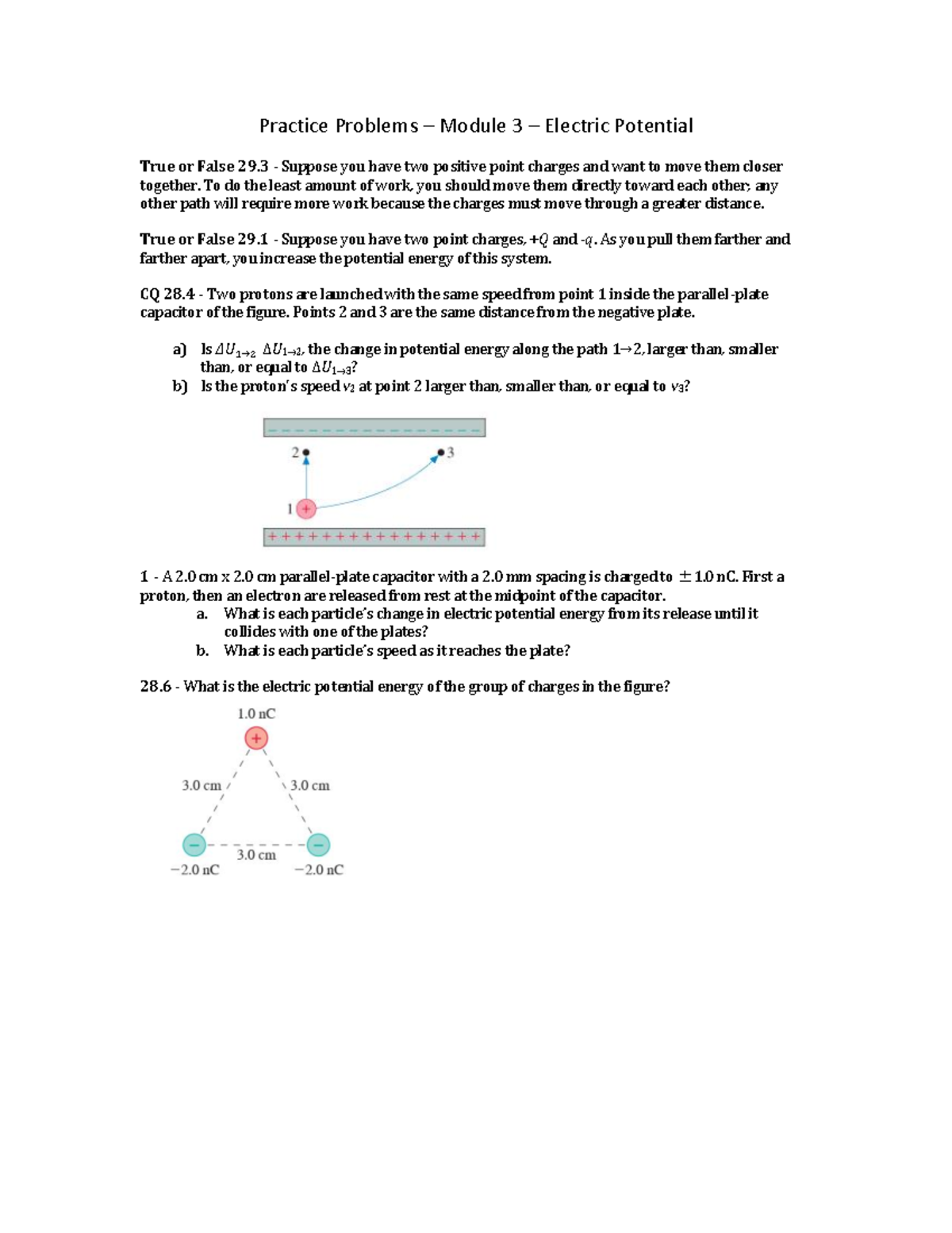 PP3Potential - phys - Practice Problems – Module 3 – Electric Potential ...