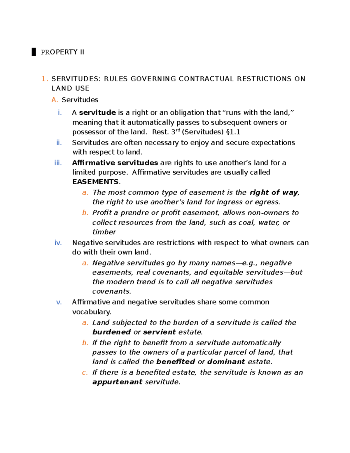 Property II - outline - PROPERTY II 1. SERVITUDES: RULES GOVERNING ...
