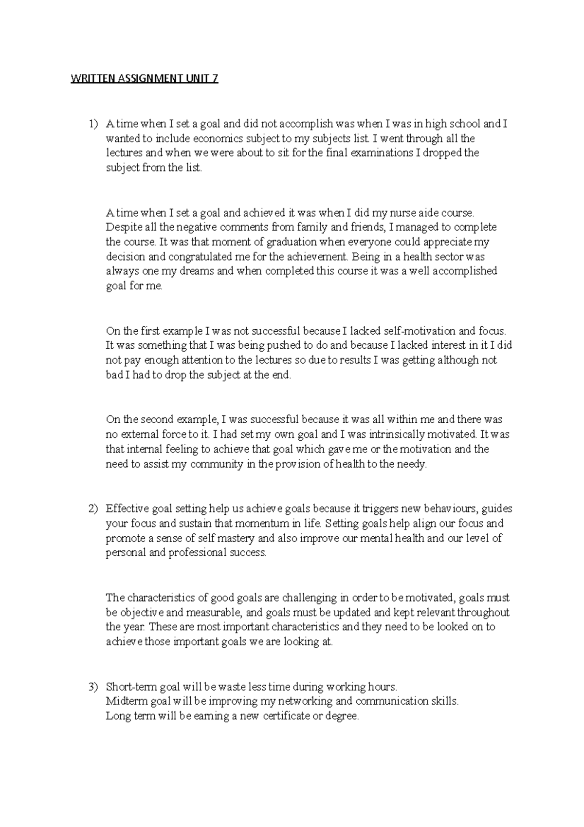 Written Assignment UNIT 7 - UNIV 1001 - AY2021-T - UoPeople - Studocu