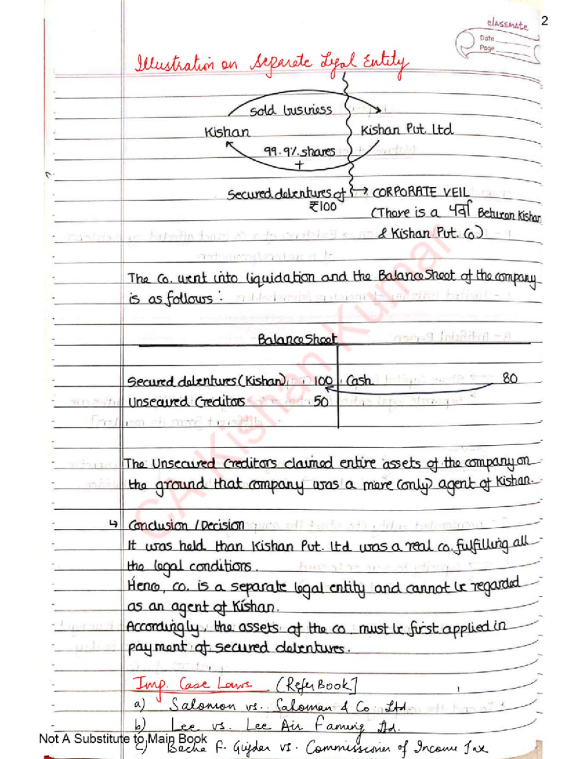 Company Law Handwritten Notes By CA Kishan Kumar Sir - CA Intermediate ...
