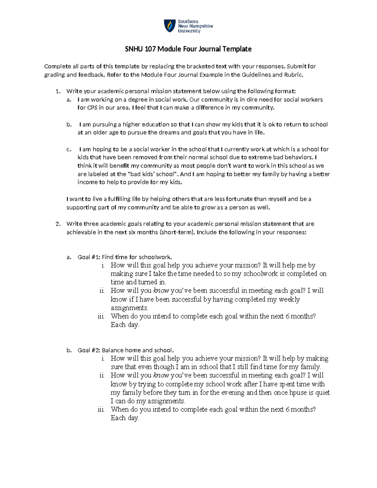 SNHU 107 Module Four Journal assignment - SNHU 107 Module Four Journal ...
