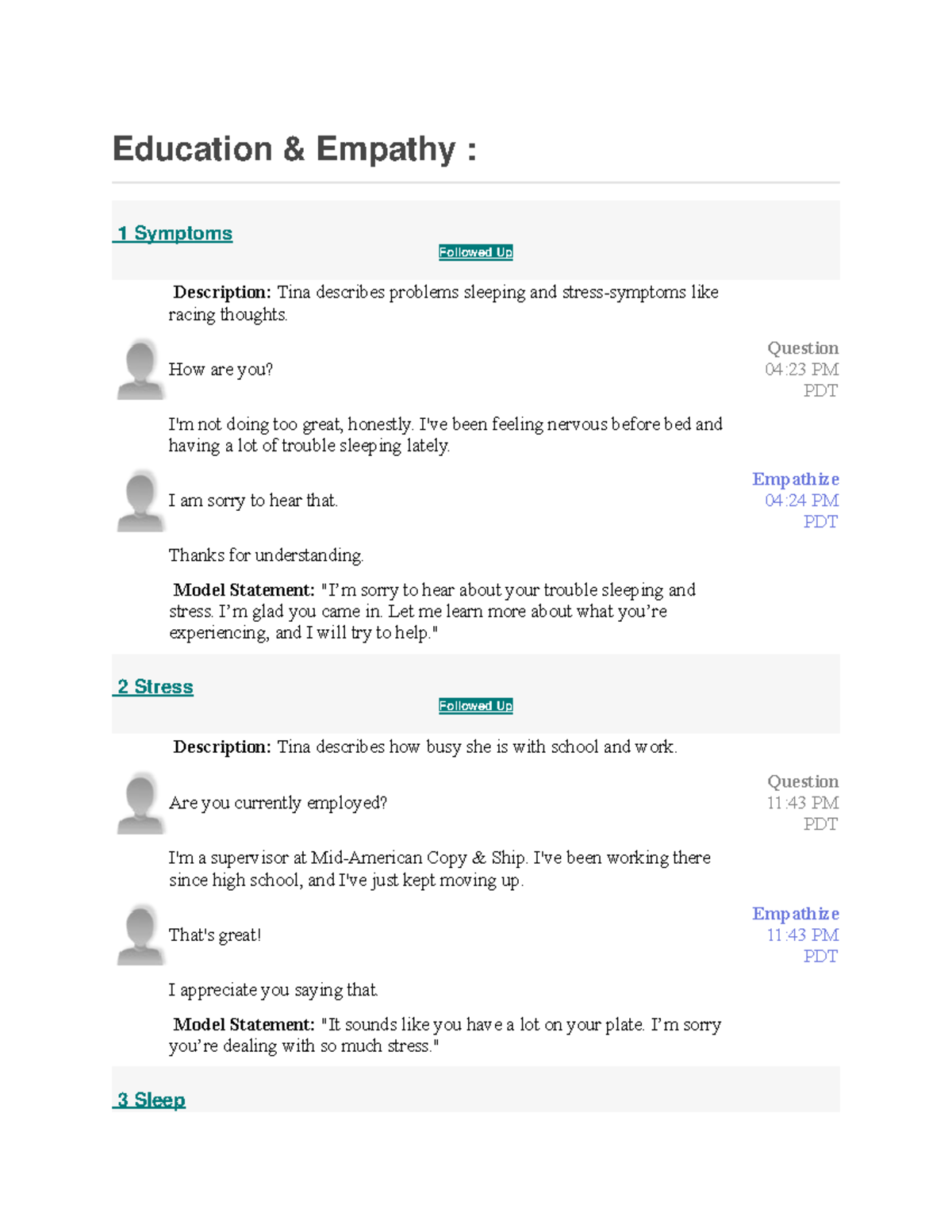 Tina J. Neurological Assessment- Education and empathy Guide ...