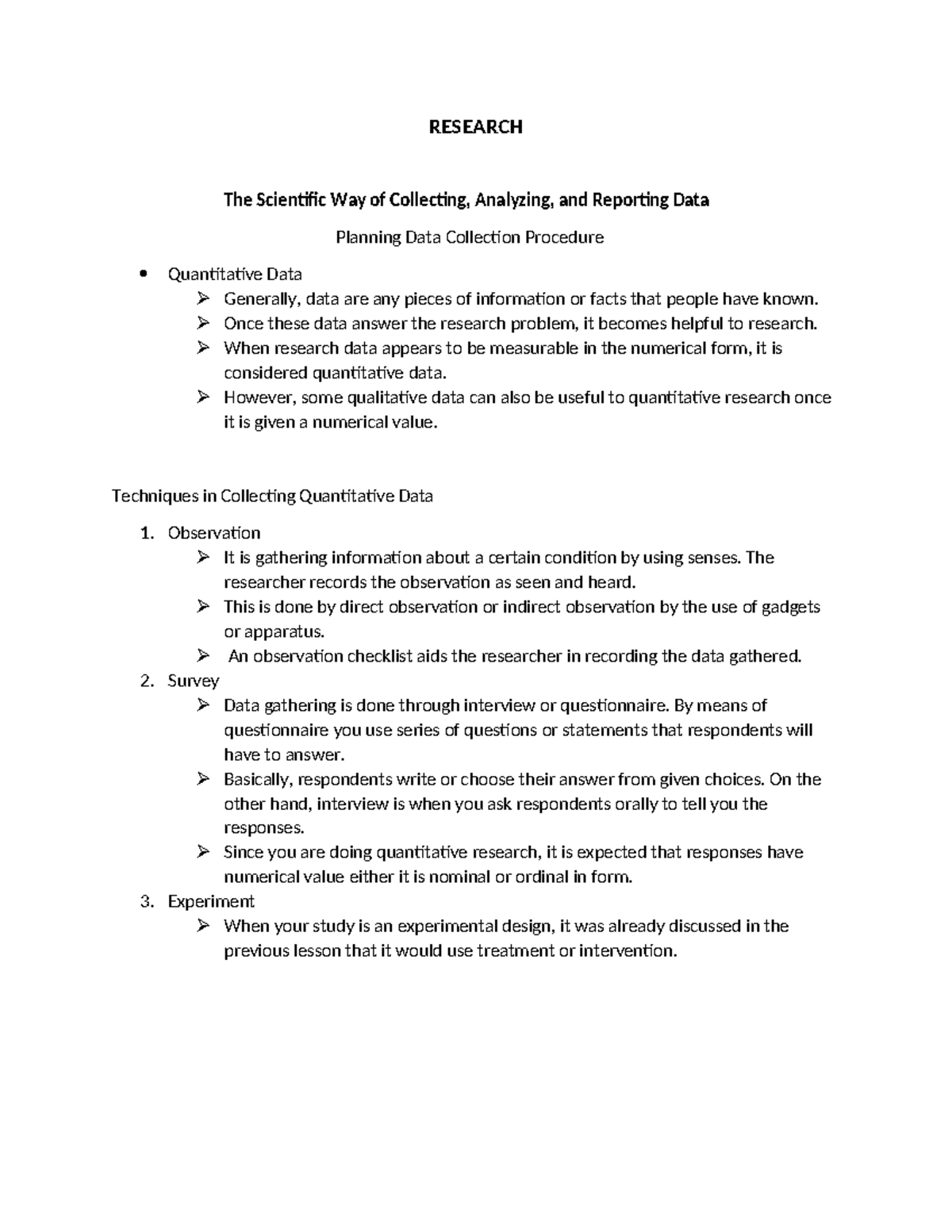1ST SEM Finals Reviewer - RESEARCH The Scientific Way of Collecting ...