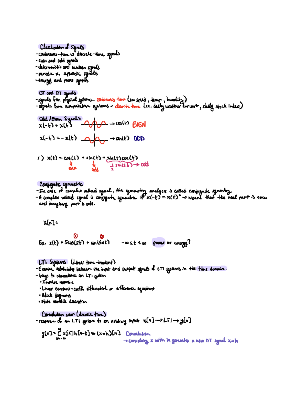 Signal processing midterm 1 review: Continuous & Discrete time ...