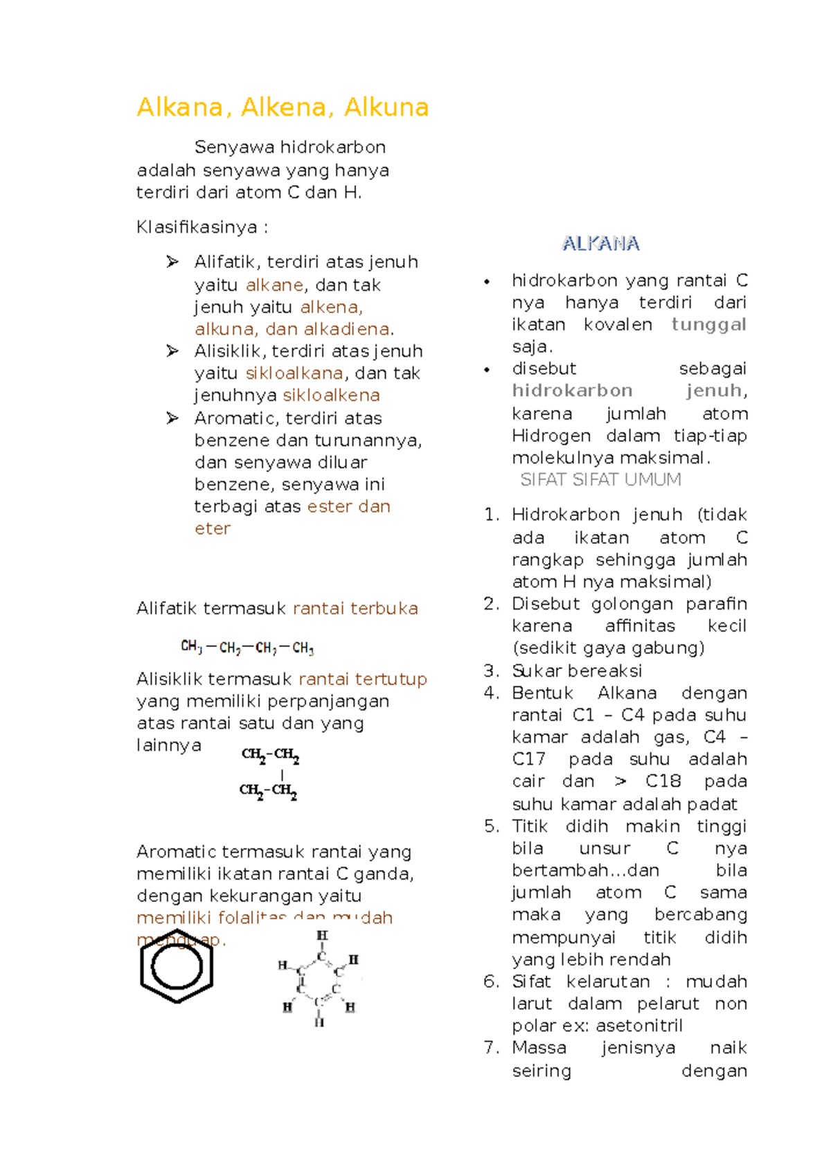 Catatan Kimia PART 1 - Alkana, Alkena, Alkuna Senyawa hidrokarbon ...