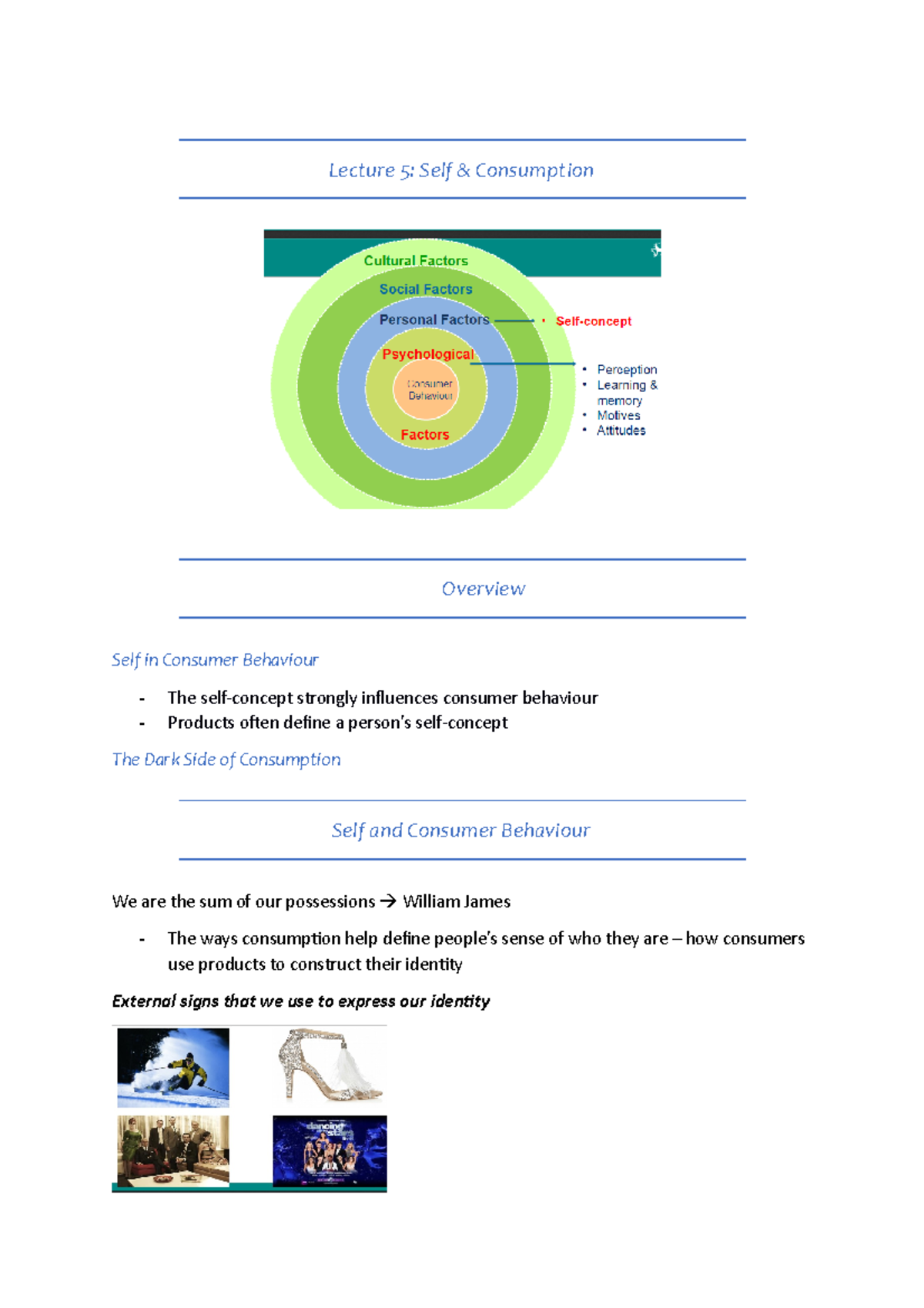 Consumer Bhevaiour Lecture 5 - Lecture 5: Self & Consumption Overview ...