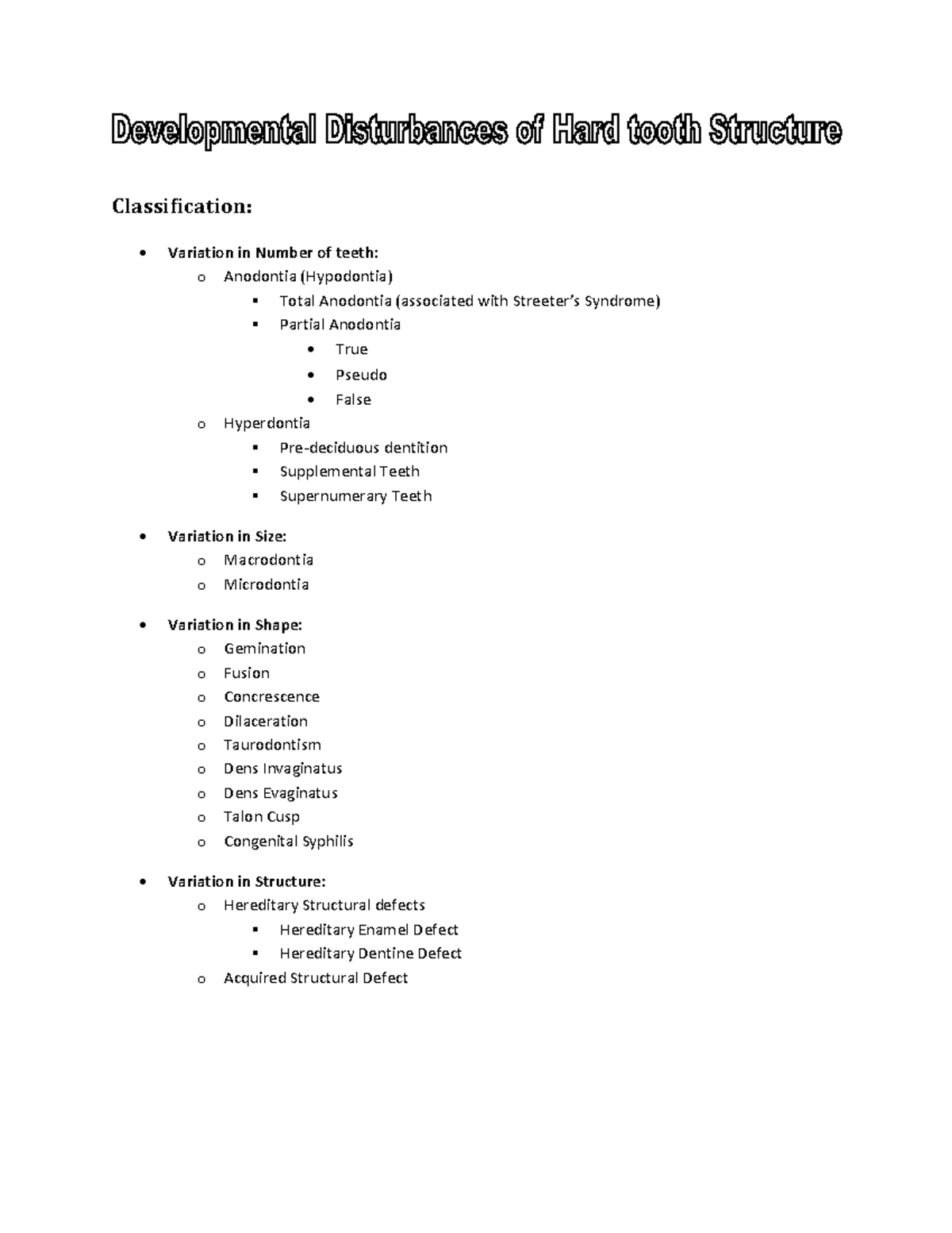 Chapter oral diagnosis dental abnormalities - Classification: Variation ...