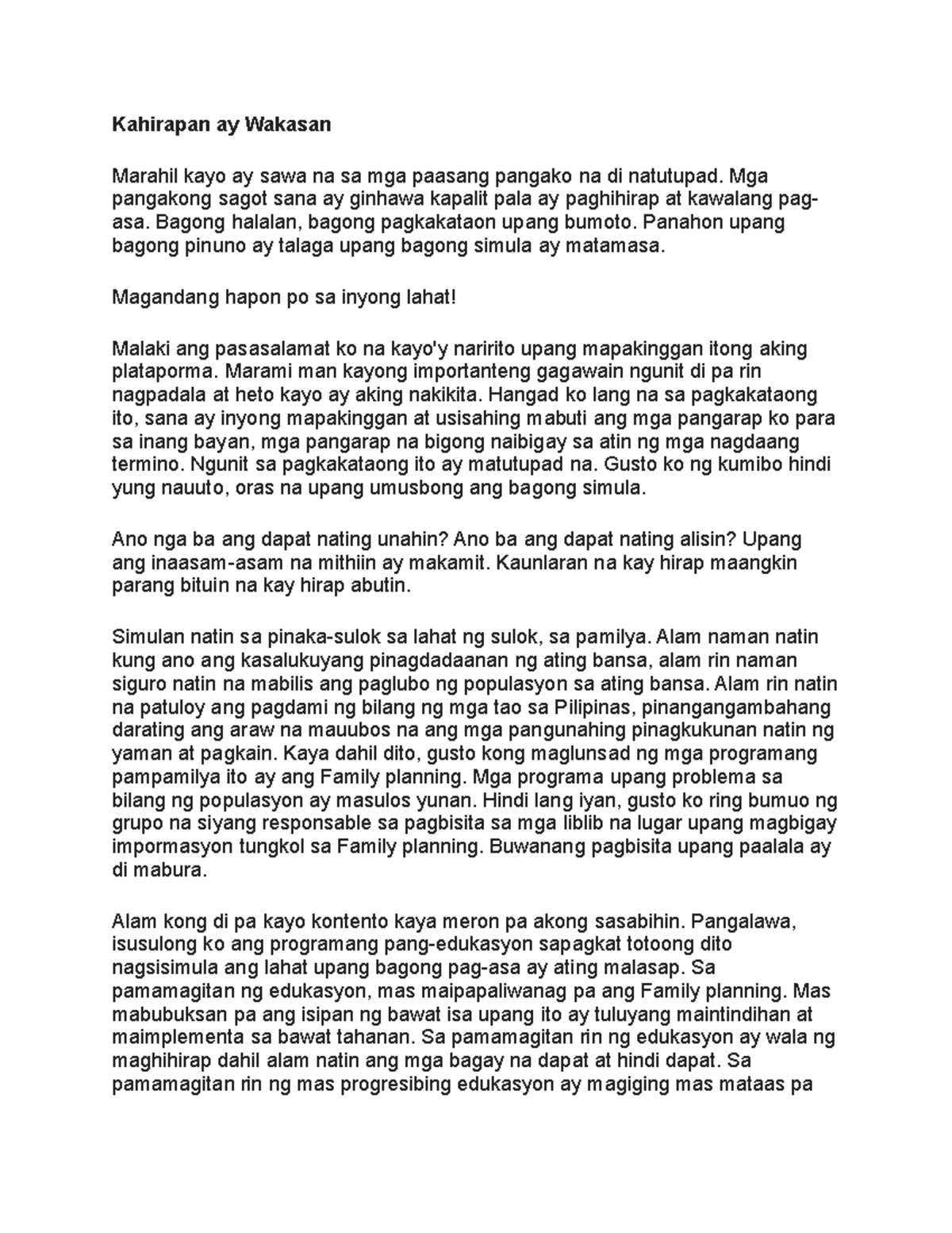 Kahirapan-ay-Wakasan - Kahirapan ay Wakasan Marahil kayo ay sawa na sa ...