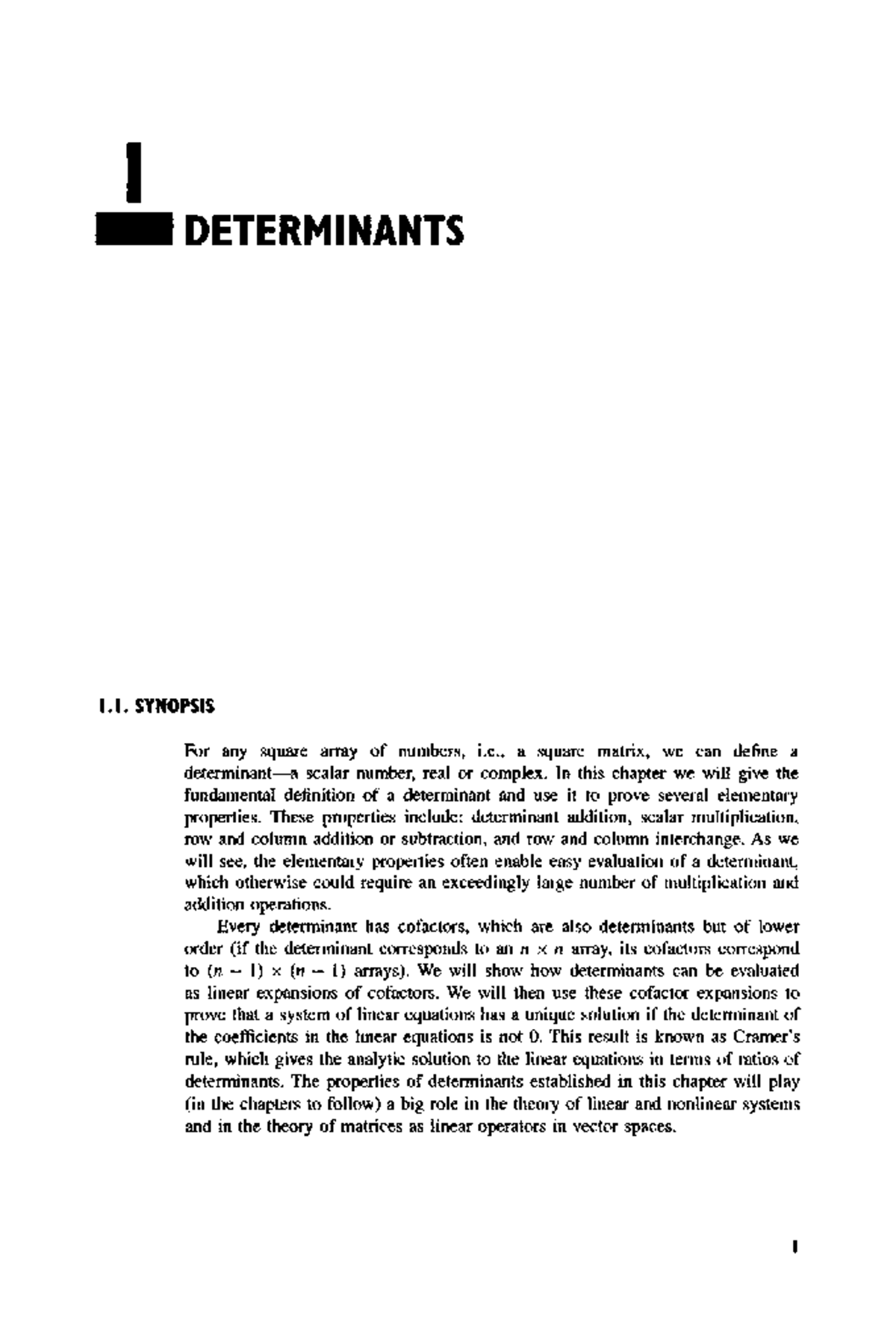 Linear Operators 2 - 學習資源 - I DETERMINANTS I. I. SYNOPSIS zyxwvuts For ...
