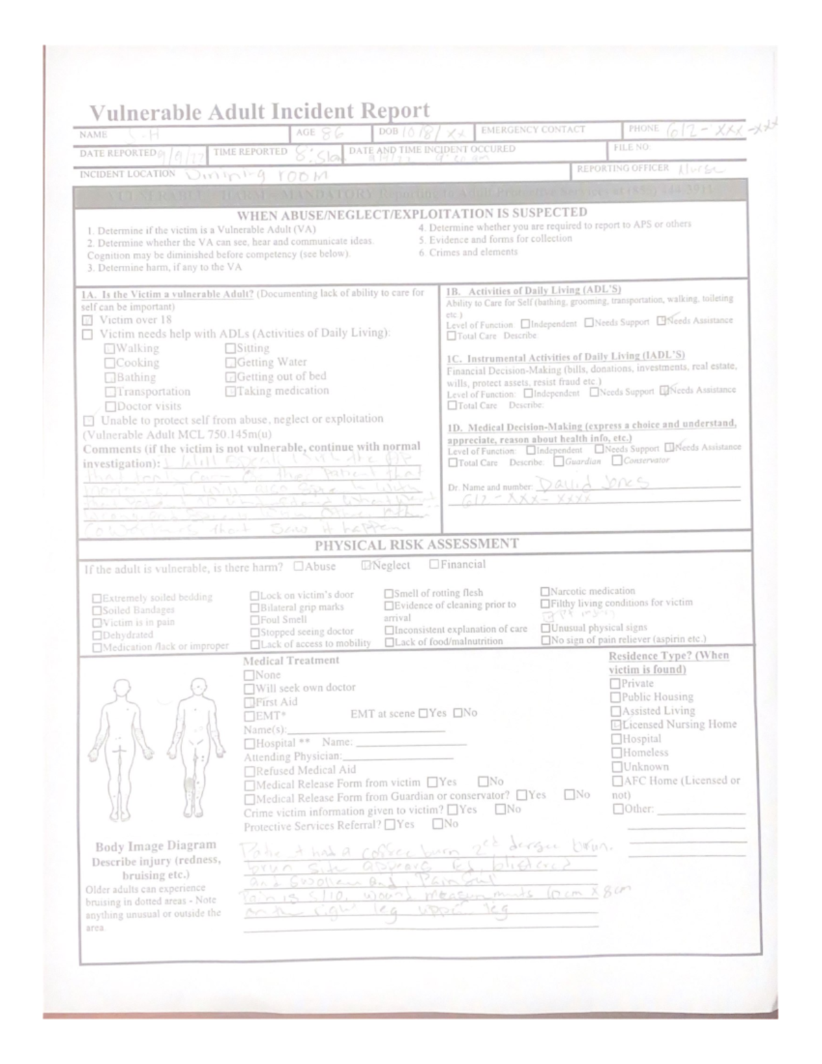 Vulnerable Adult Incident Report - NUR2755 - Studocu