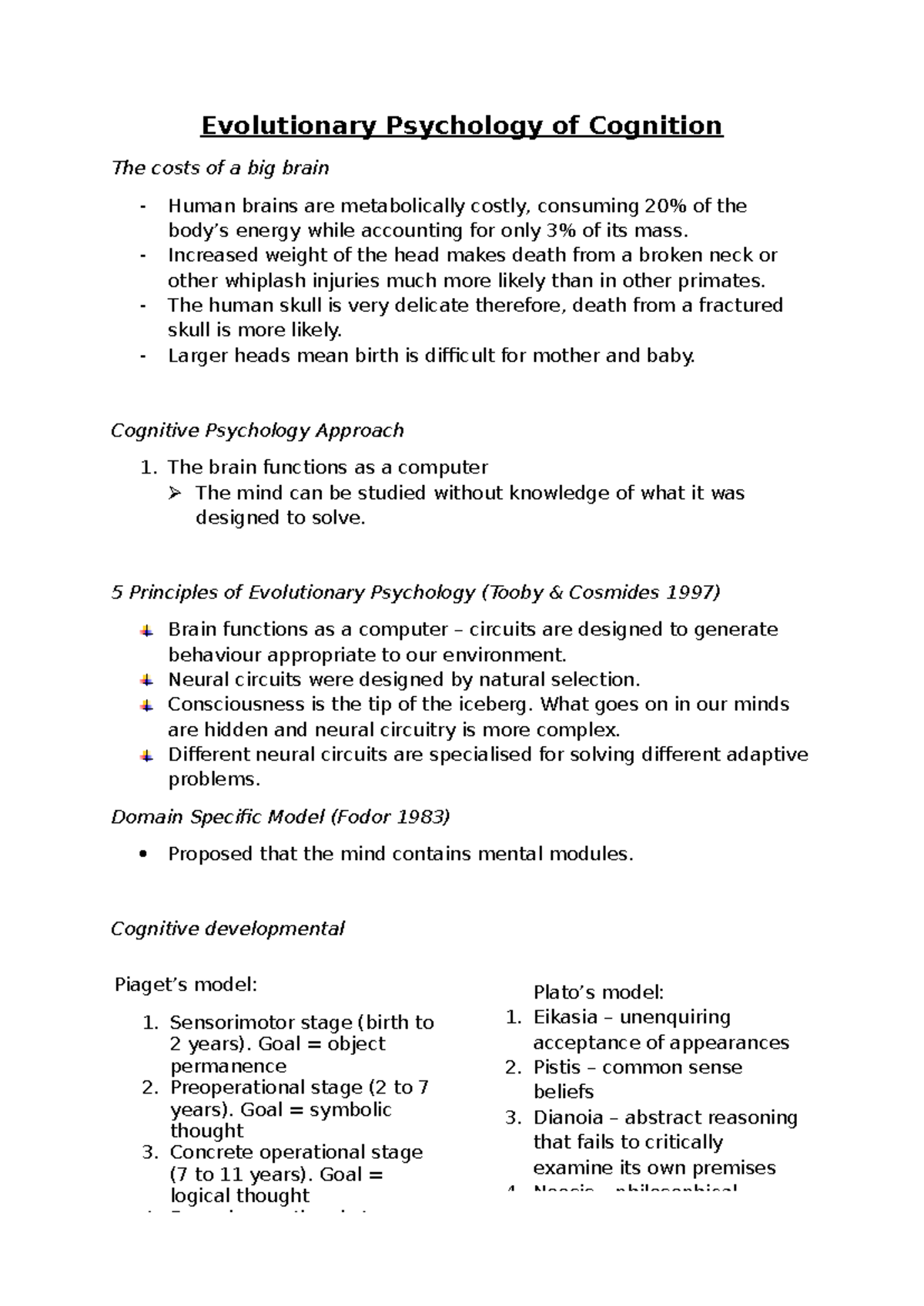 Week 34 - Evolutionary Psychology Of Cognition - Evolutionary ...