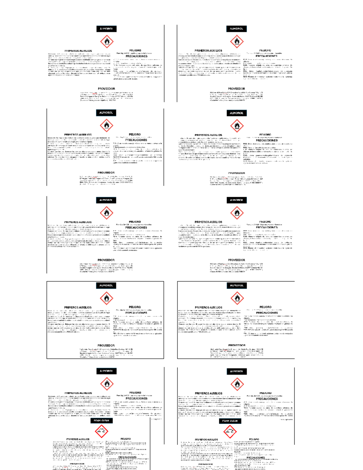 Etiquetas WORD - ALMOROL ALMOROL PRIMEROS AUXILIOS PELIGRO PRIMEROS ...