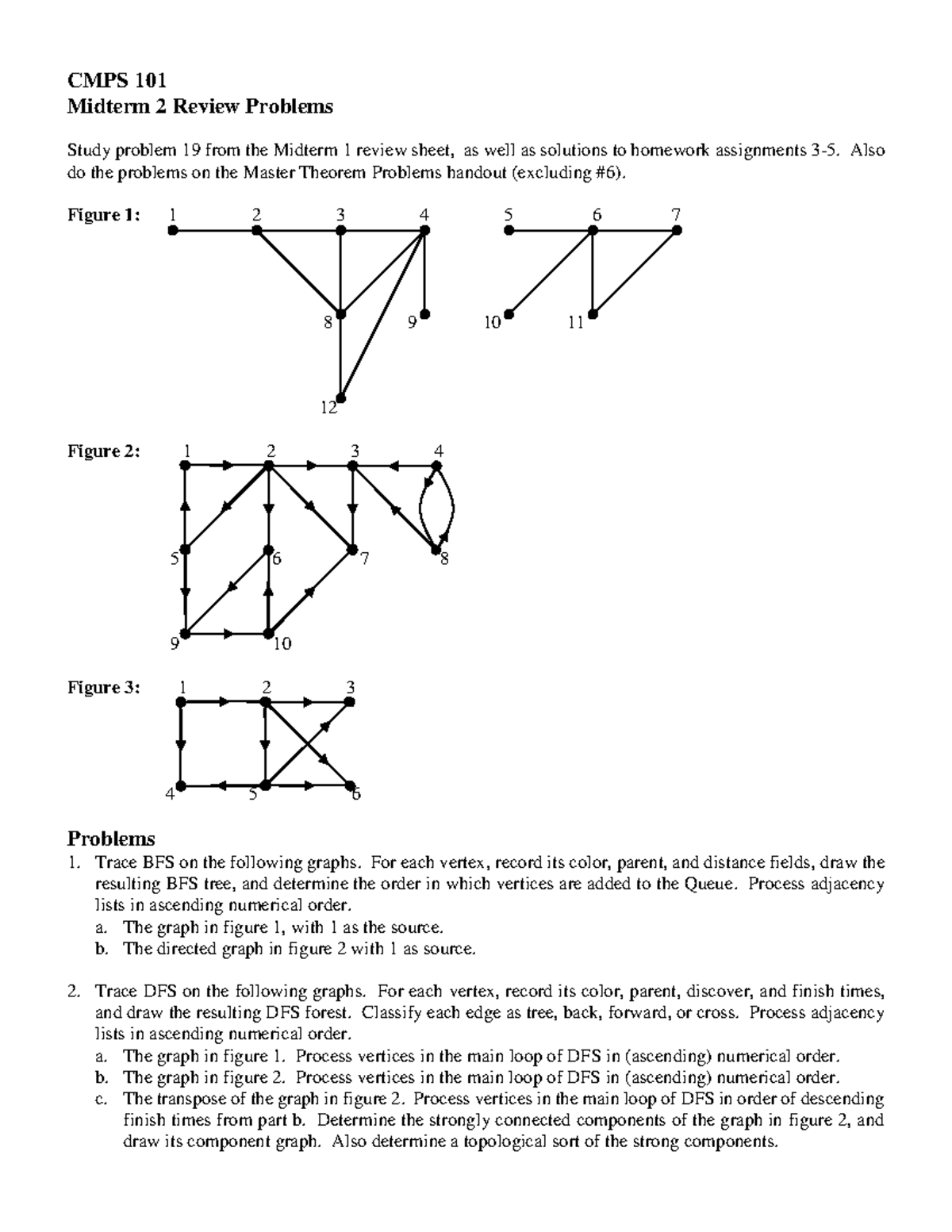 Review 2 - Summary Algorithms And Abstract Data Types - CMPS 101 Midterm 2 Review Problems Study ...
